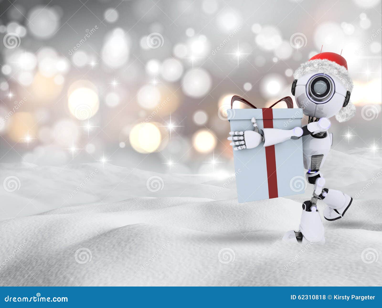 3D Robot Carrying Christmas Gift Stock Illustration - Illustration of ...