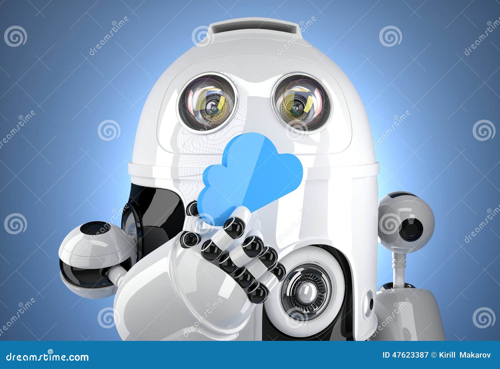 3d Robot with Cloud Computing Symbol. Tchnology Concept Stock ...