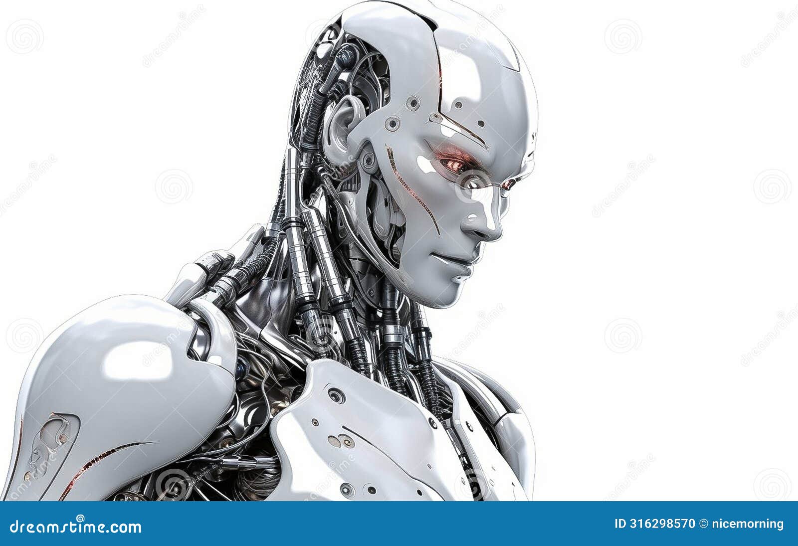 3D Robot Cyborg Humanoid Isolated White Background Stock Illustration ...
