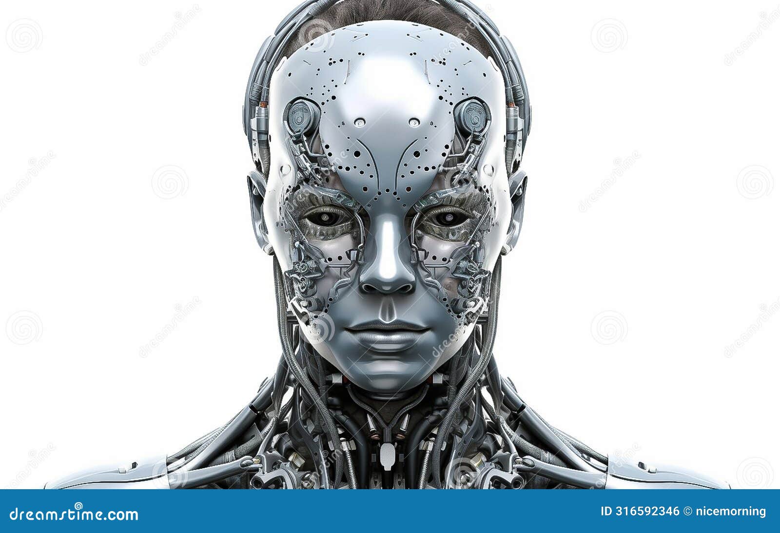 3D Robot Cyborg Humanoid Isolated White Background Stock Illustration ...