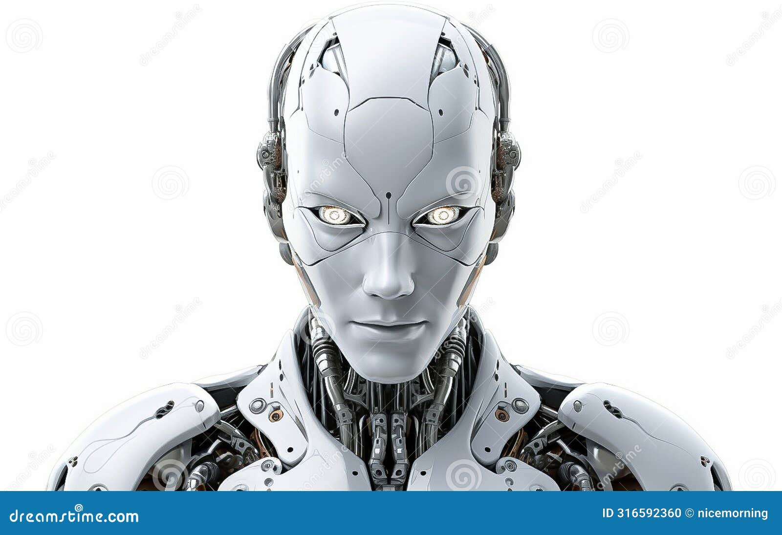 3D Robot Cyborg Humanoid Isolated White Background Stock Illustration ...