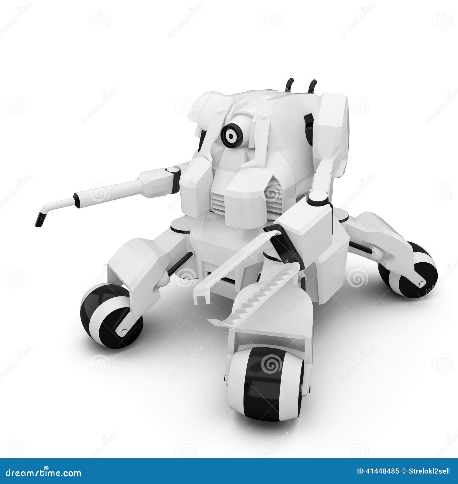 3D Robot with Gas Torch and Pincers Stock Illustration - Illustration ...