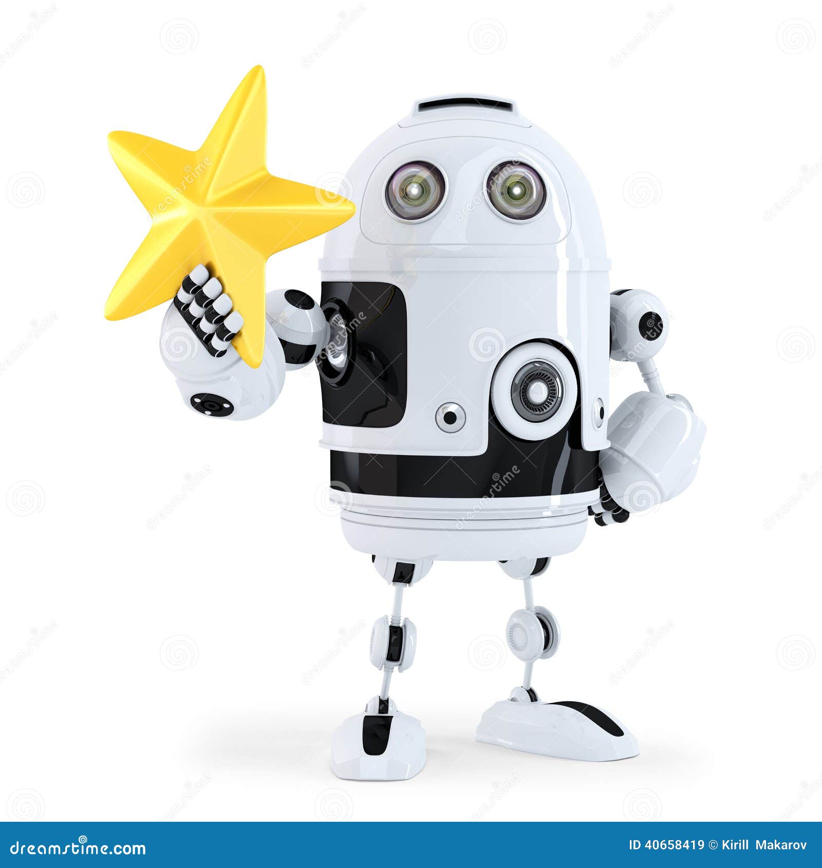 3D Robot with Golden Star. Isolated. Contains Clipping Path. Stock ...