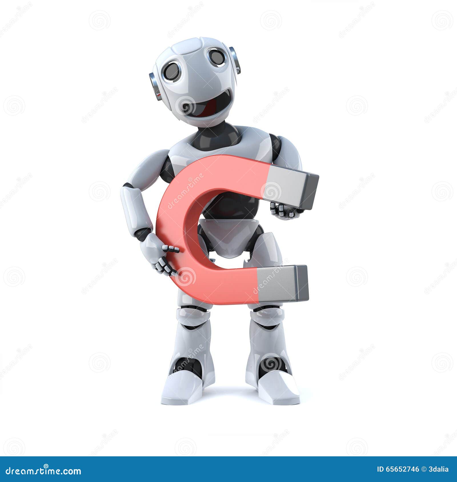3d Robot has a big magnet stock illustration. Illustration of render ...