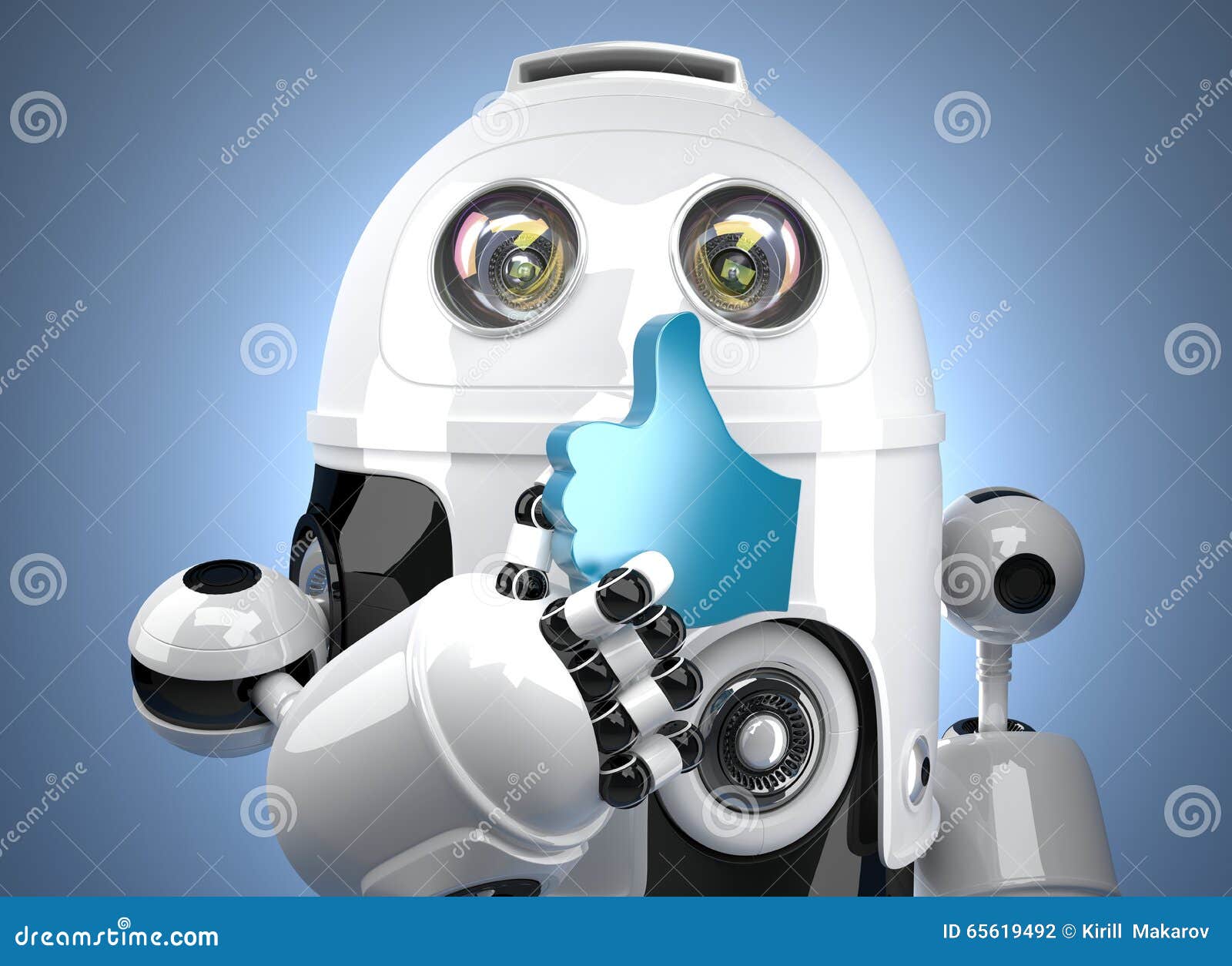 3d Robot with LIKE Symbol. Contains Clipping Path Stock Illustration ...