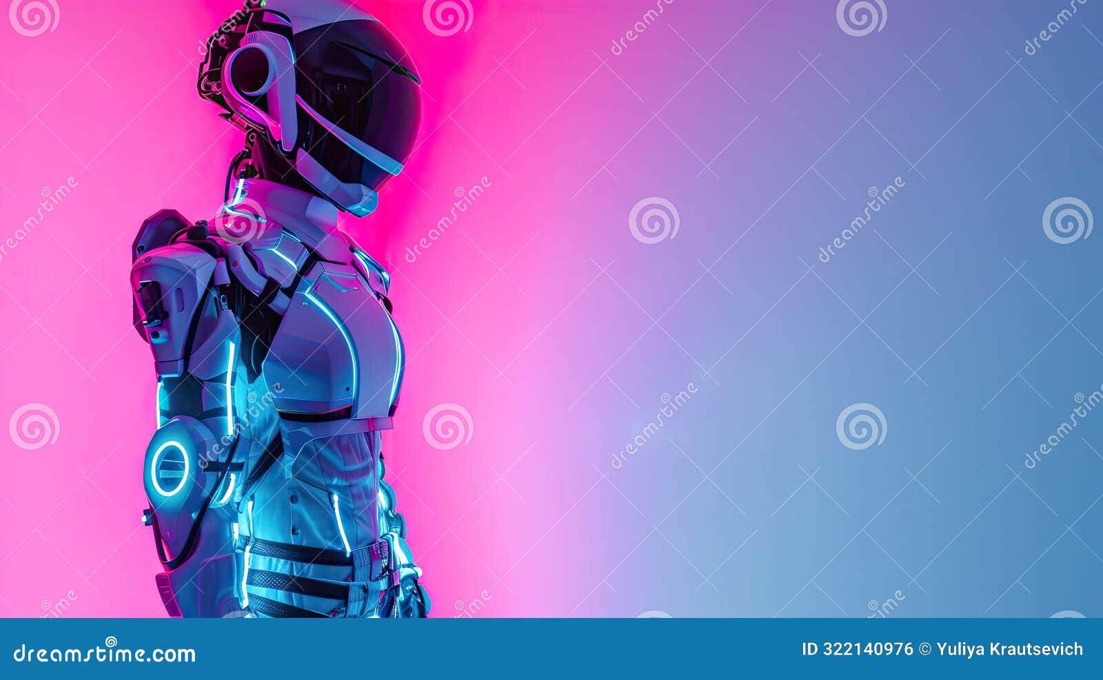 3d Robot in Neon Light. Futuristic Concept. Generated AI Stock ...