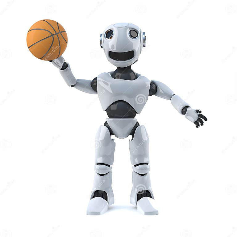 3d Robot Playing Basketball Stock Illustration - Illustration of ...