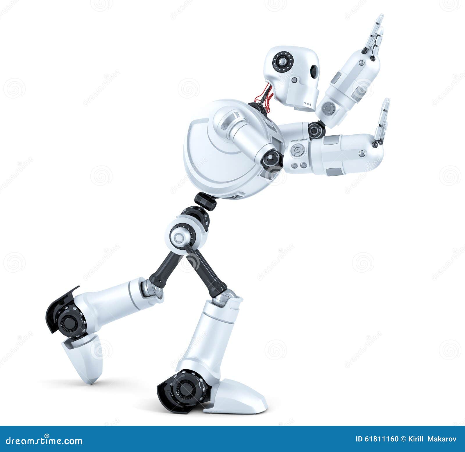 3d Robot Pushing An Invisible Object Isolated Contains Clipping Path