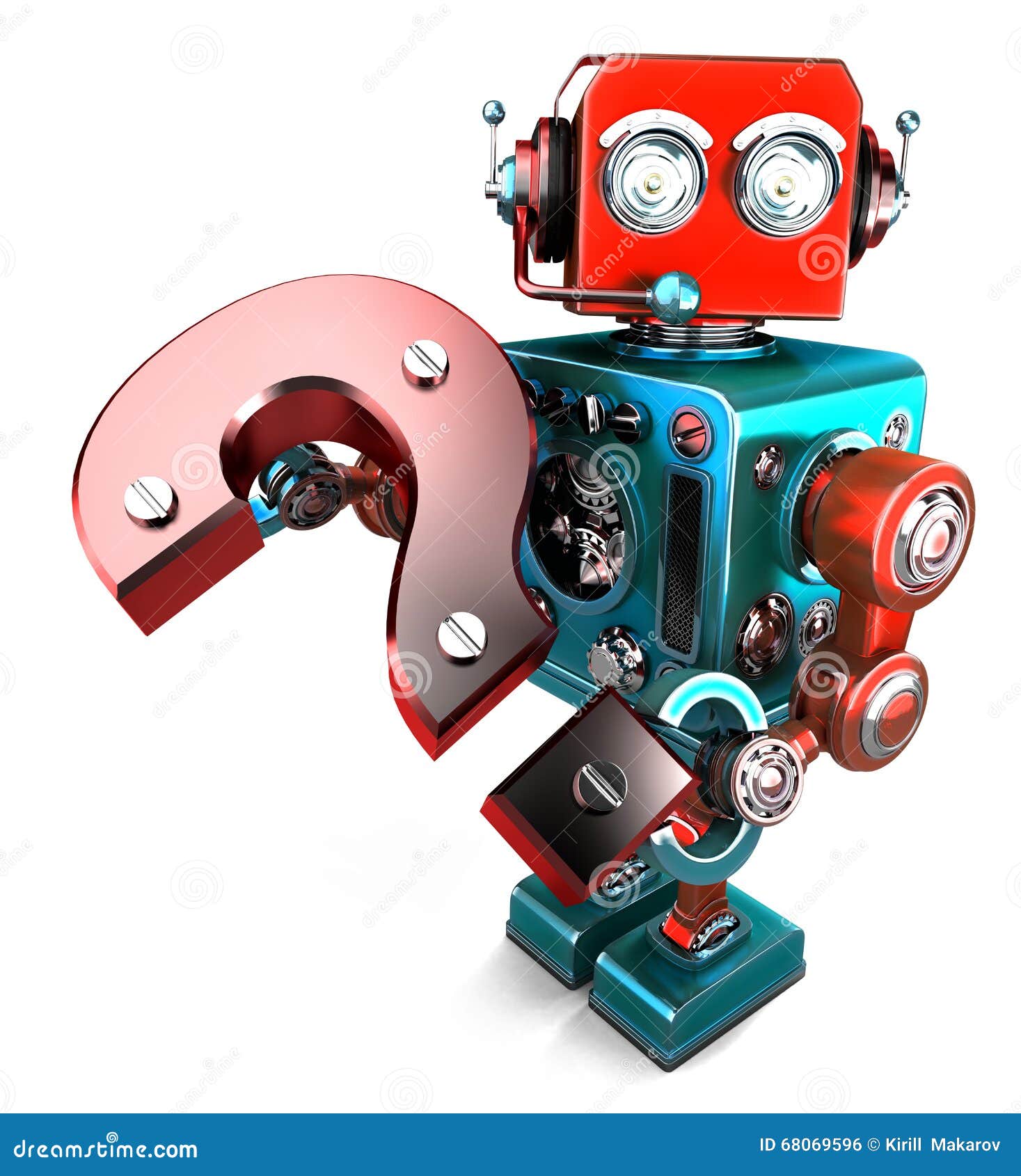 3D Robot with Question Mark. Isolated. Contains Clipping Path Stock ...