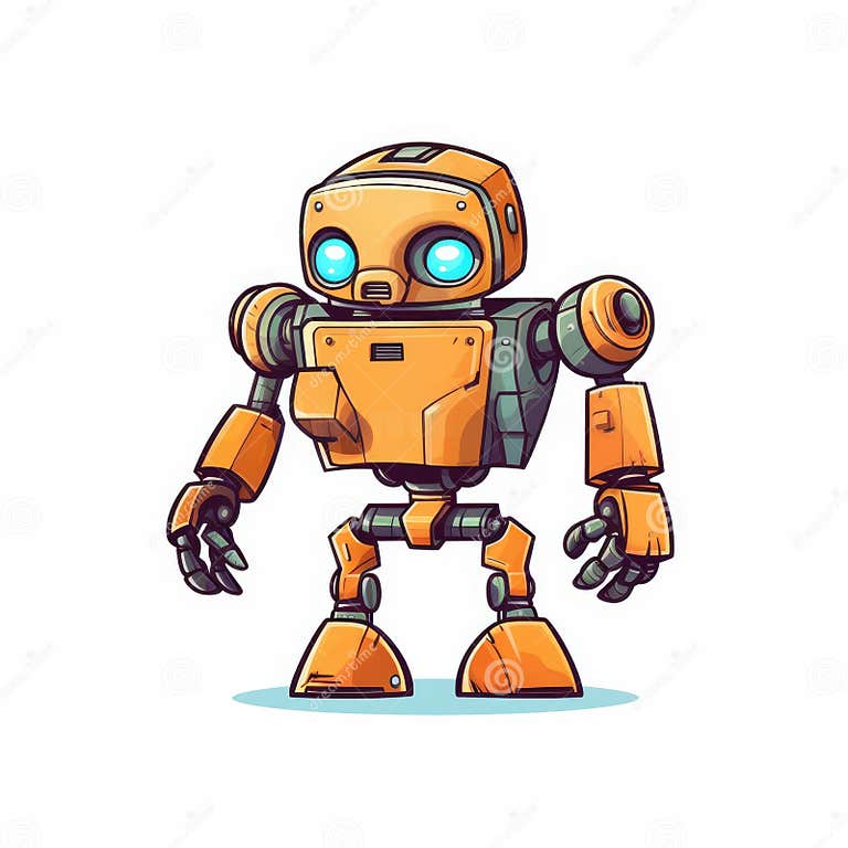 2d Robot Sprite in Comic Style Stock Illustration - Illustration of ...