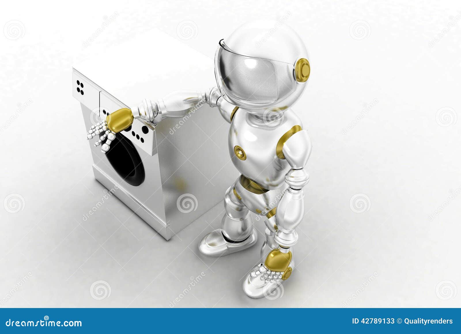 3d robot washing machine stock illustration. Illustration of mechanical ...