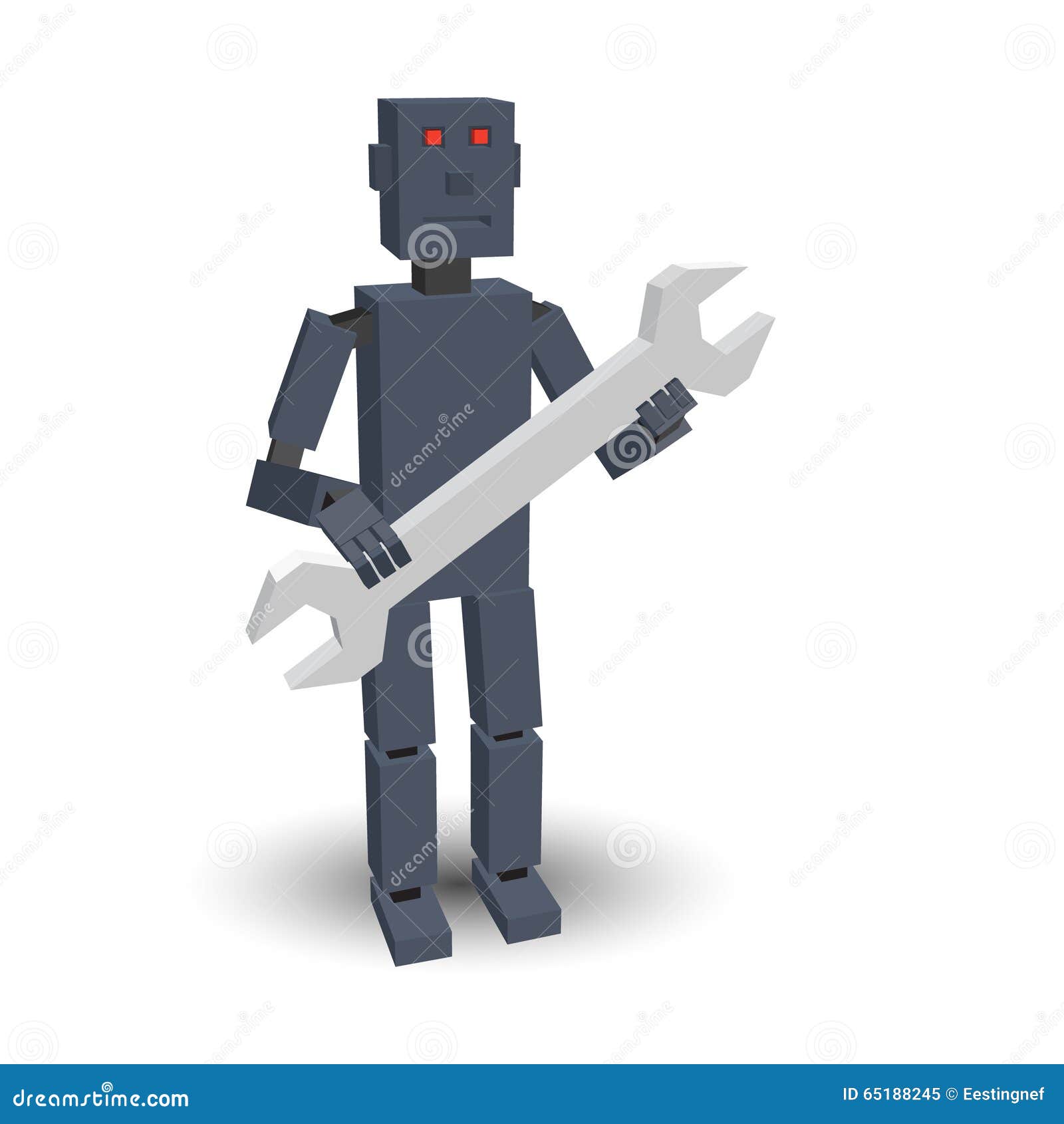 3d robot with wrench. stock vector. Illustration of intelligence - 65188245
