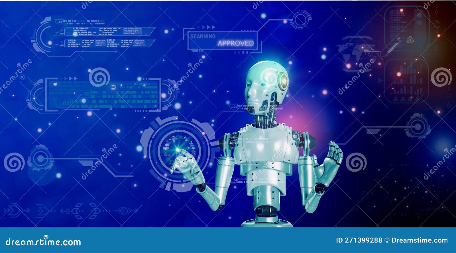 3D Robotic with Element Hud Futuristic Digital Icon Abstract Blue ...