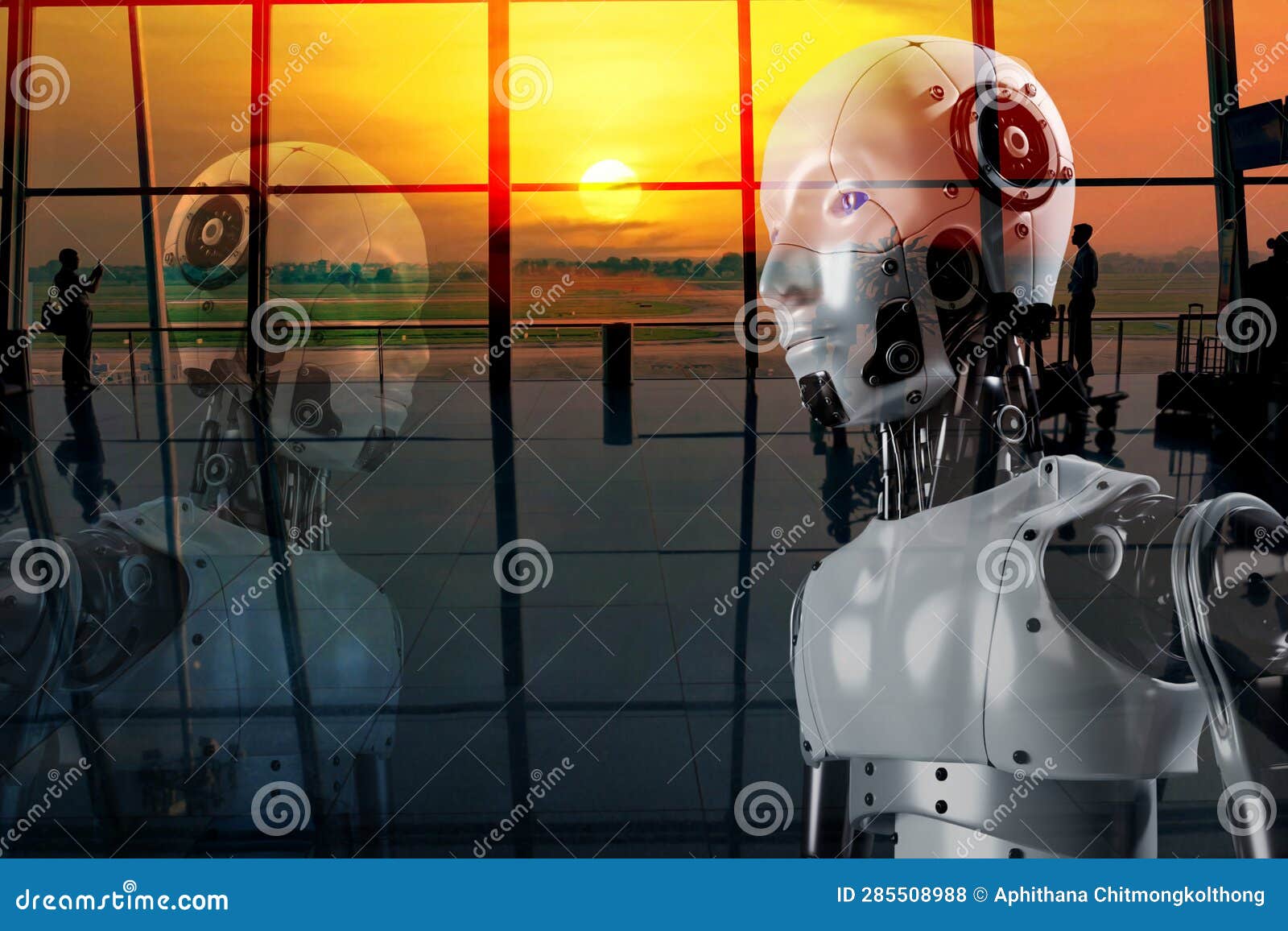 3D Robotic Render Become Part of daily Life Stock Photo - Image of ...
