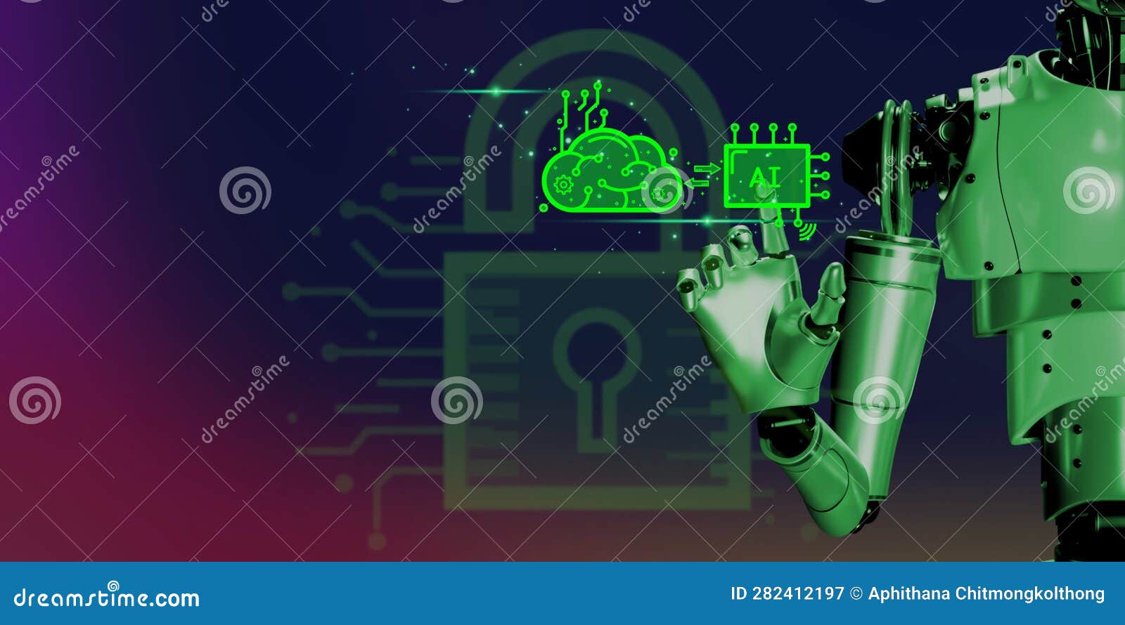 3D Robotic Render with Element Futuristic Digital Icon Super Computer ...