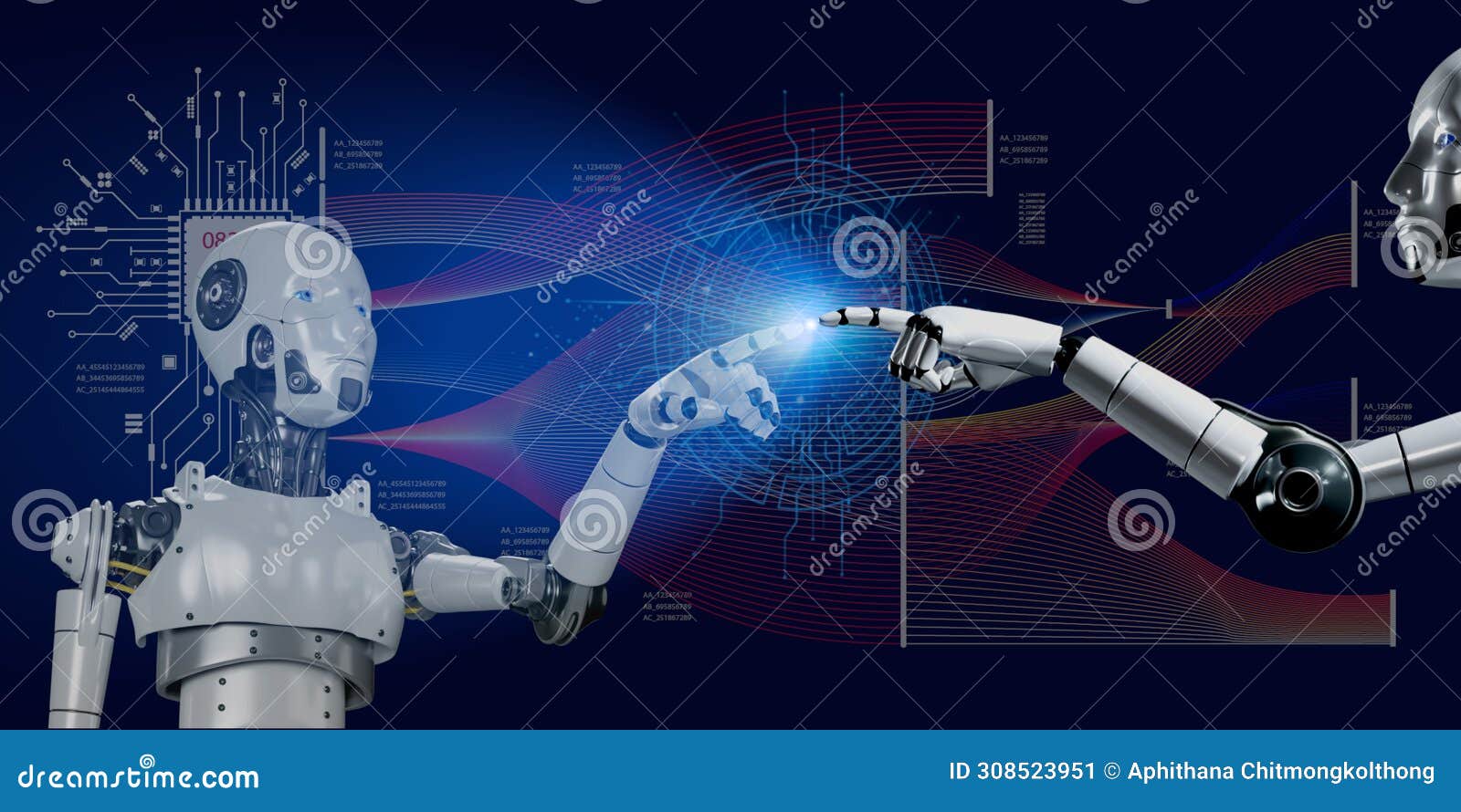 3d Robotic Render Showing Meta Verse And Data Science Algorithm Digital