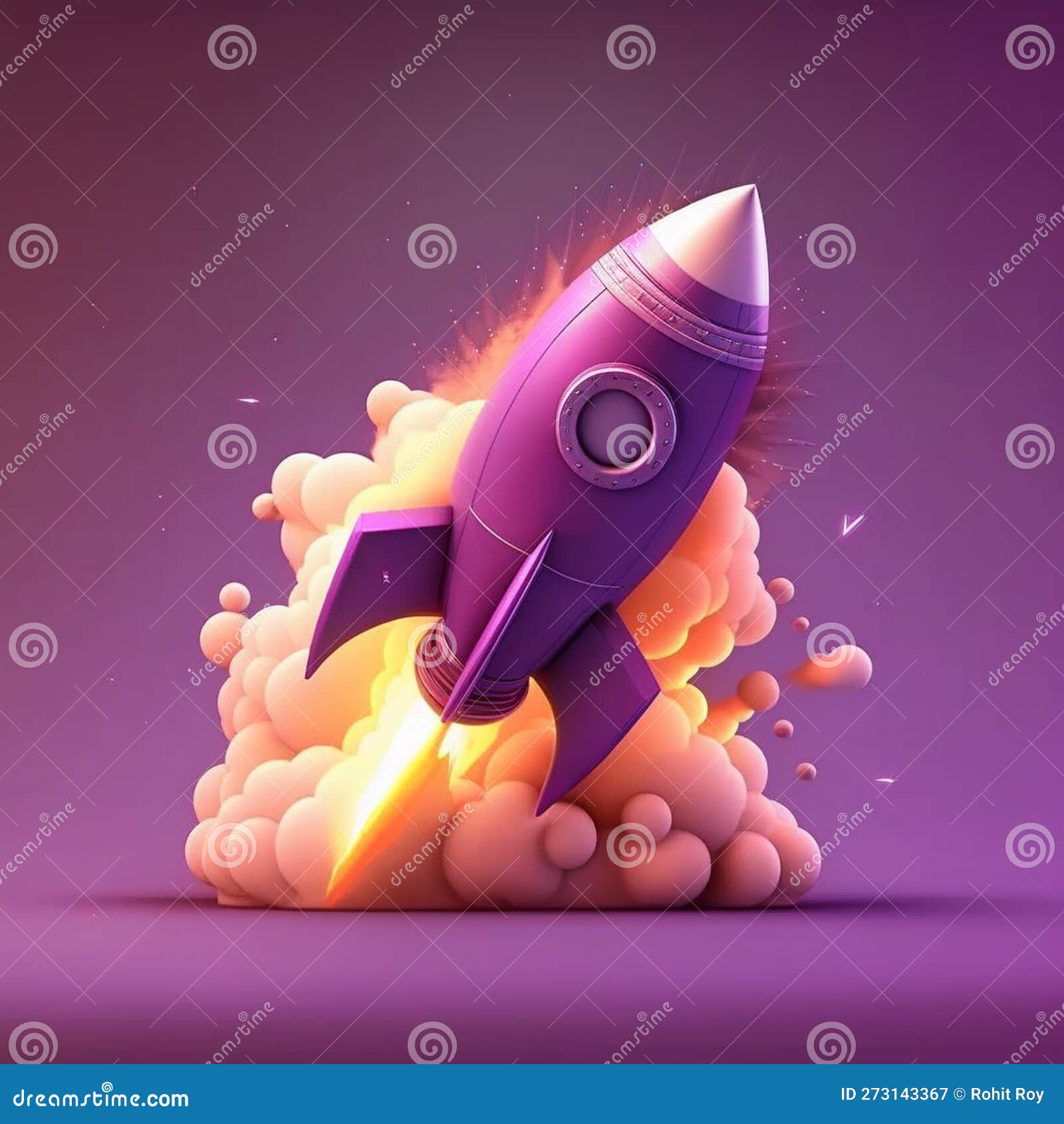 3D Rocket with fire stock illustration. Illustration of generative ...