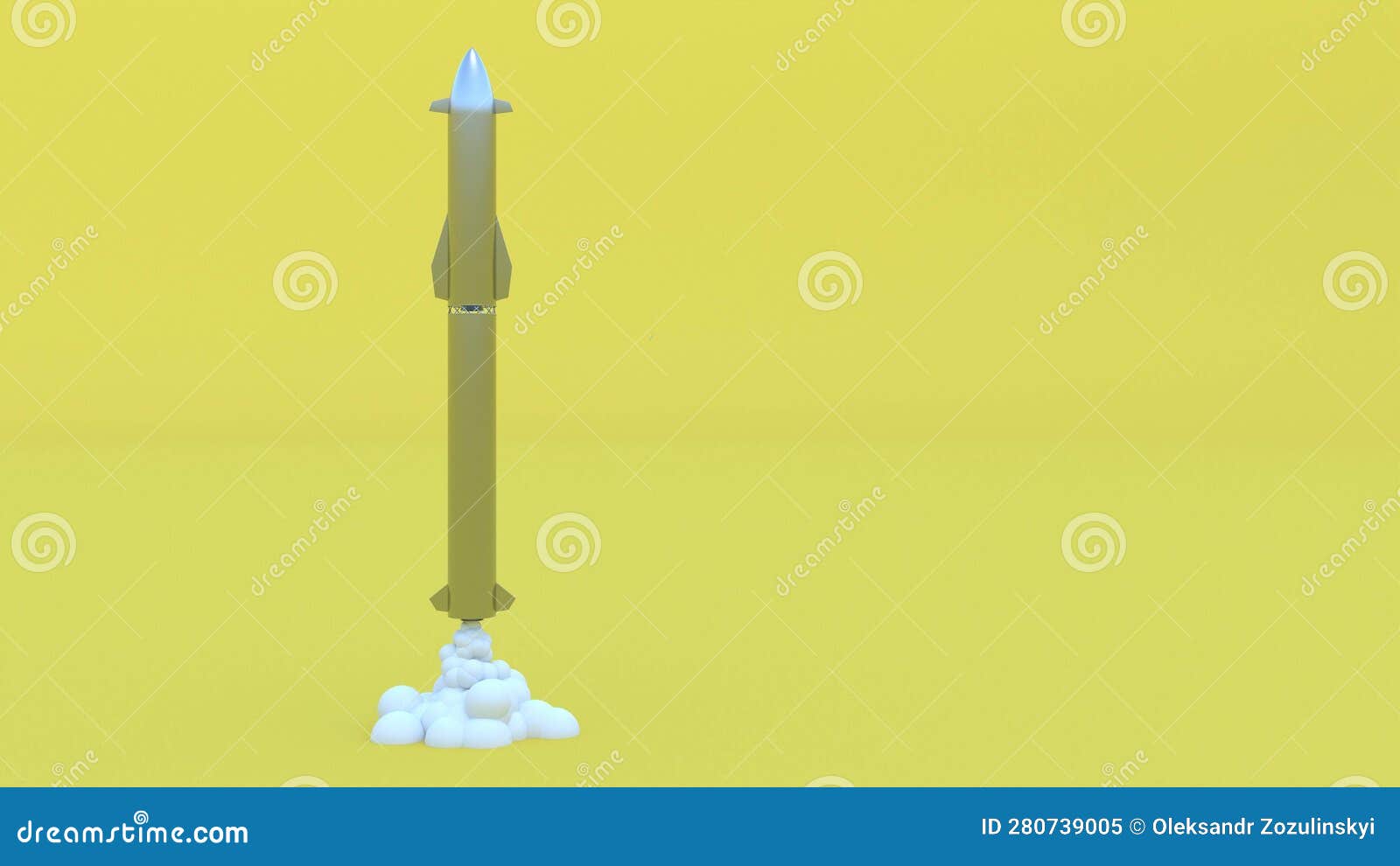 3d Rocket Lunch on Yellow Back 3d Stock Illustration - Illustration of ...