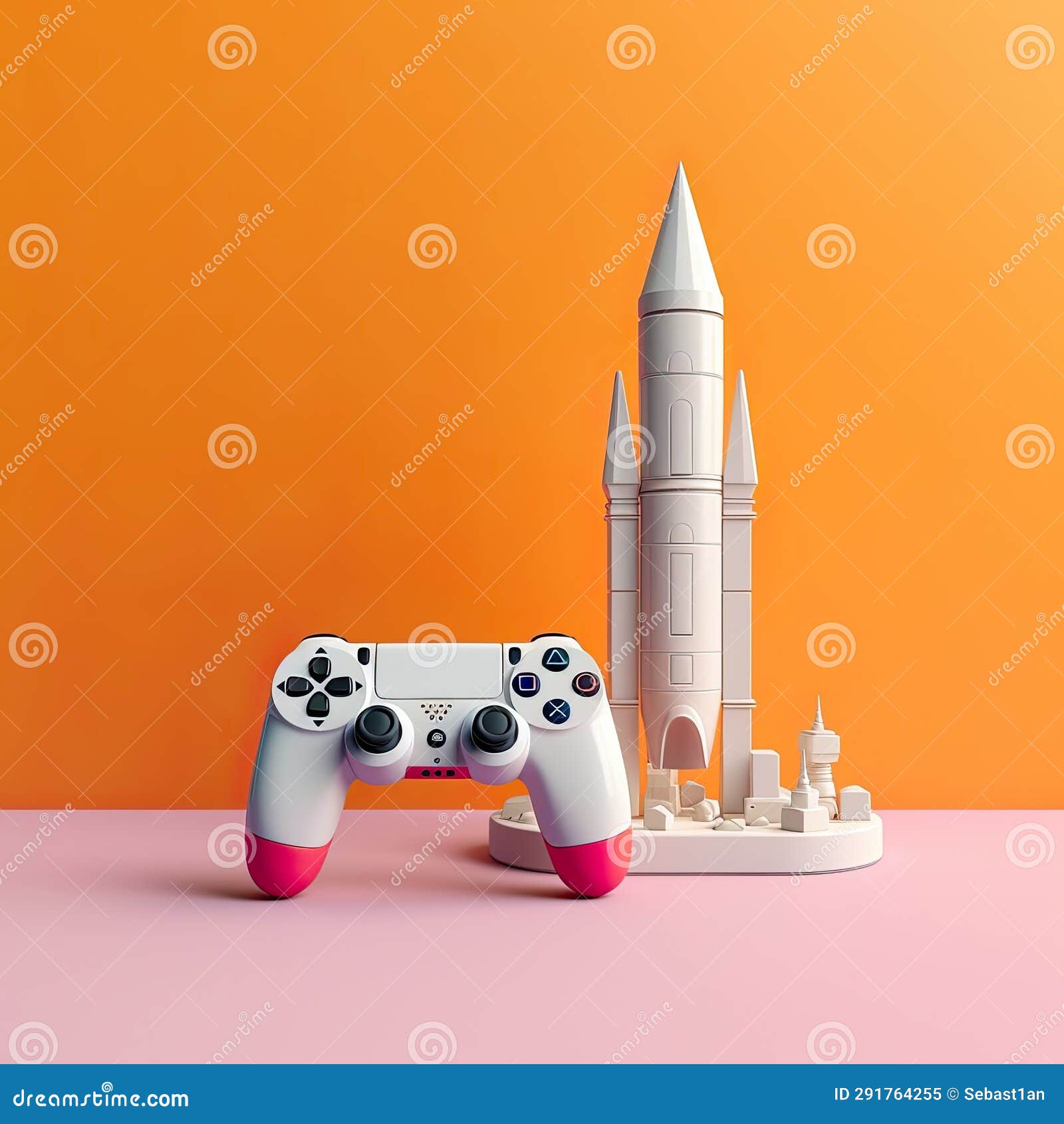3D Rocket Model Shares the Spotlight with a Game Controller Against a ...