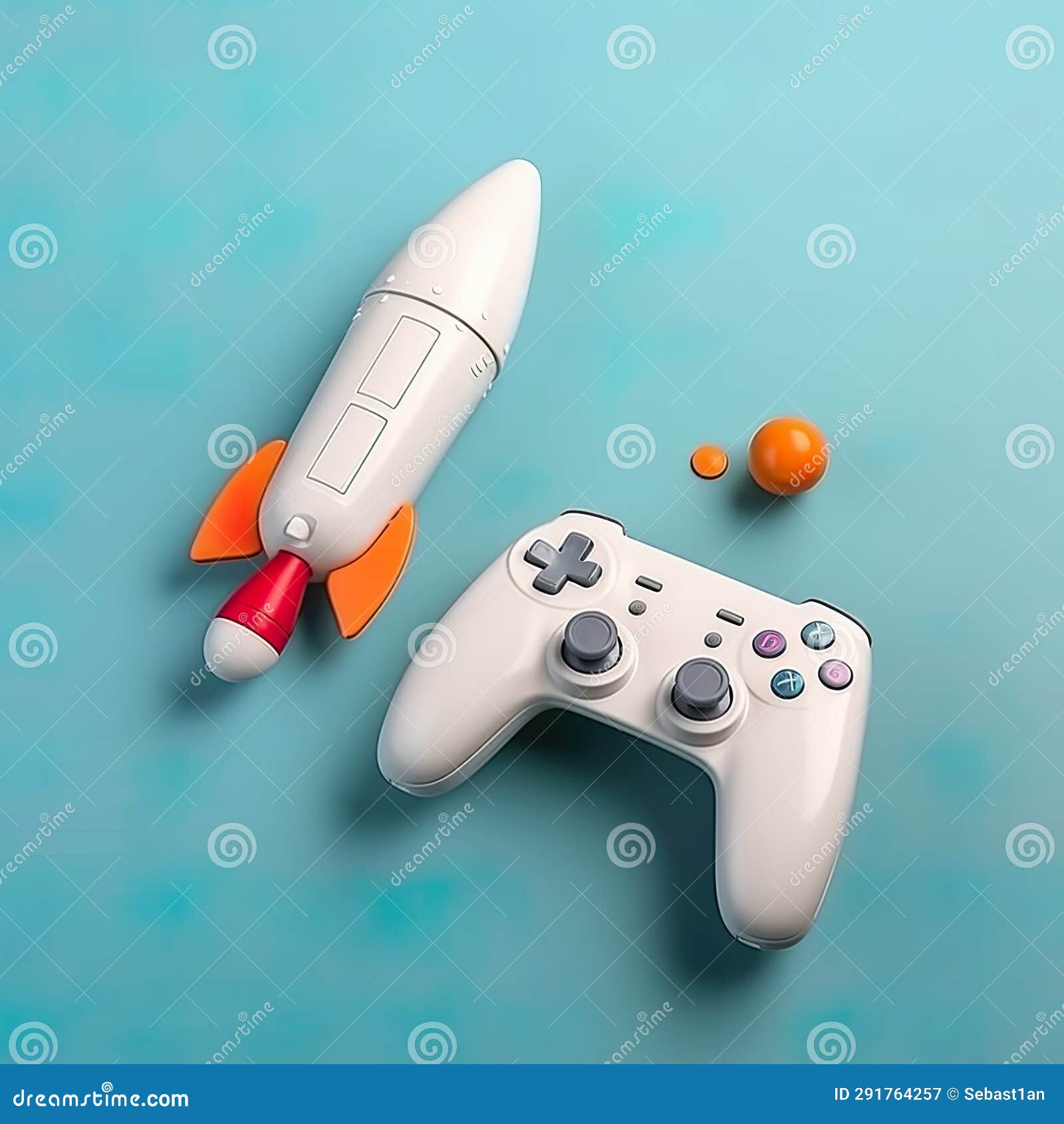 3D Rocket Model Shares the Spotlight with a Game Controller Against a ...