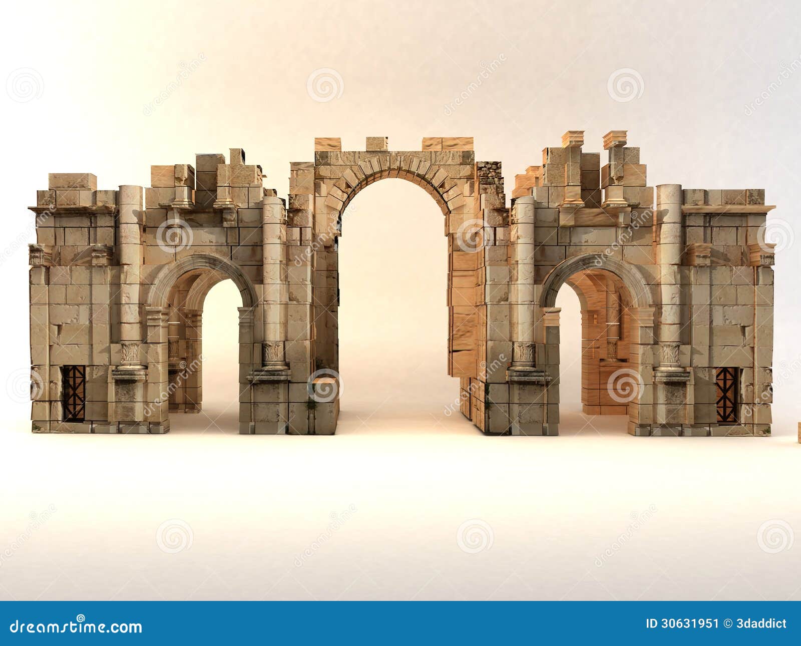 3D Roman Gate stock illustration. Illustration of roman - 30631951