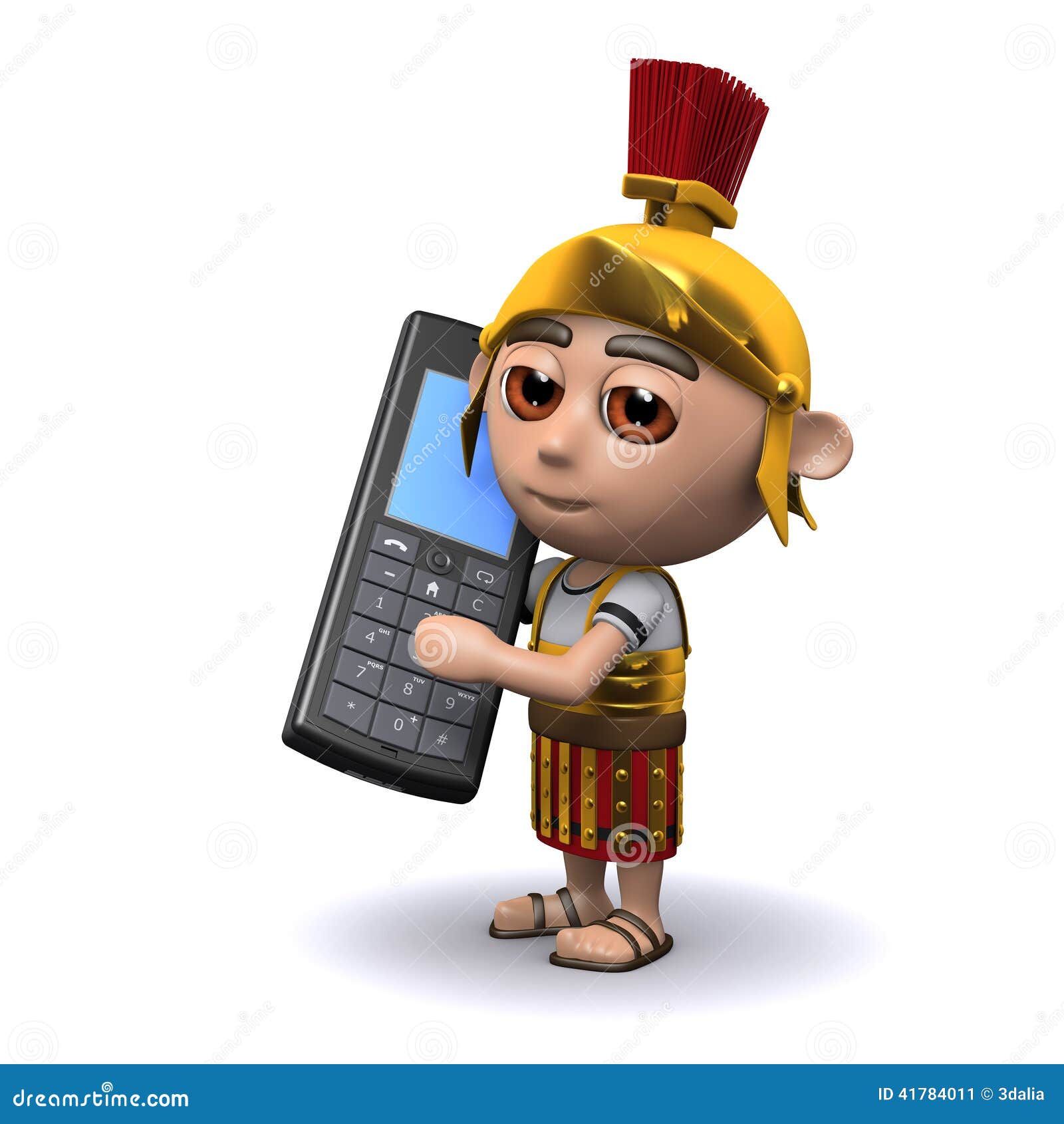 3d Roman Soldier Talking on a Mobile Phone Stock Illustration ...