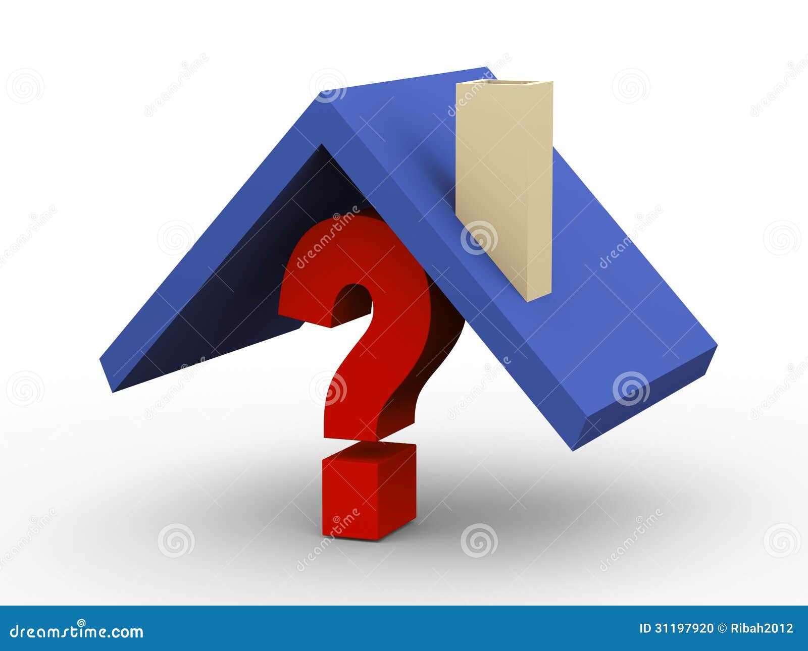 3d Rooftop on Question Mark Stock Illustration - Illustration of ...