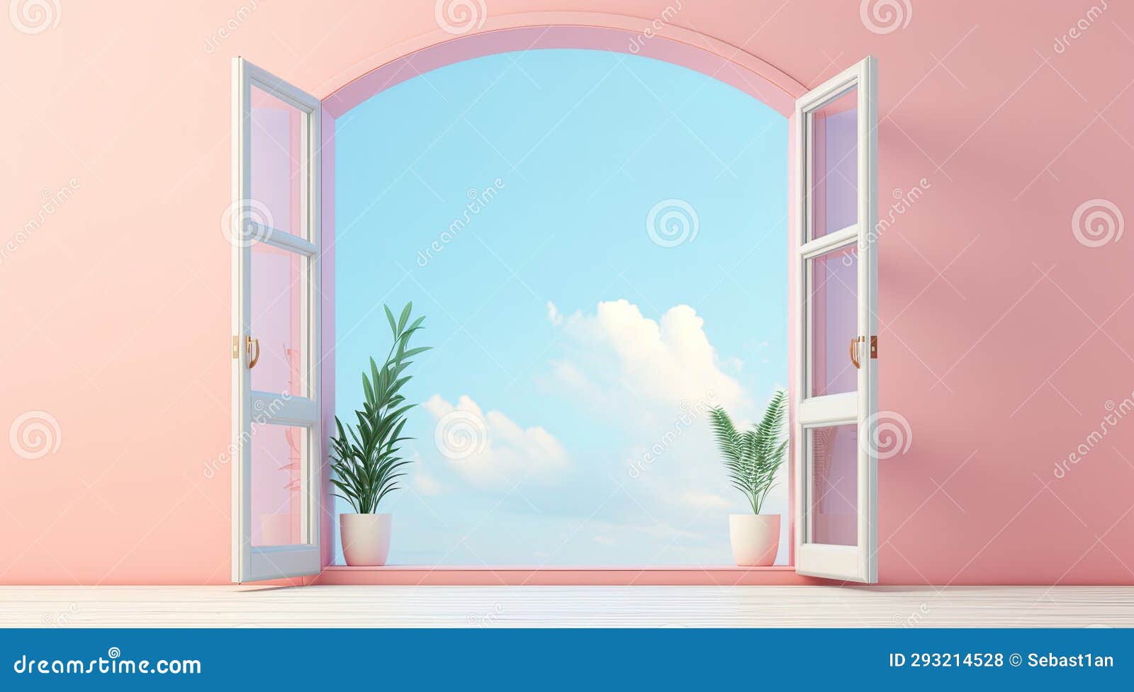 3D Room with Open Windows is a Representation of a Modern and Spacious ...