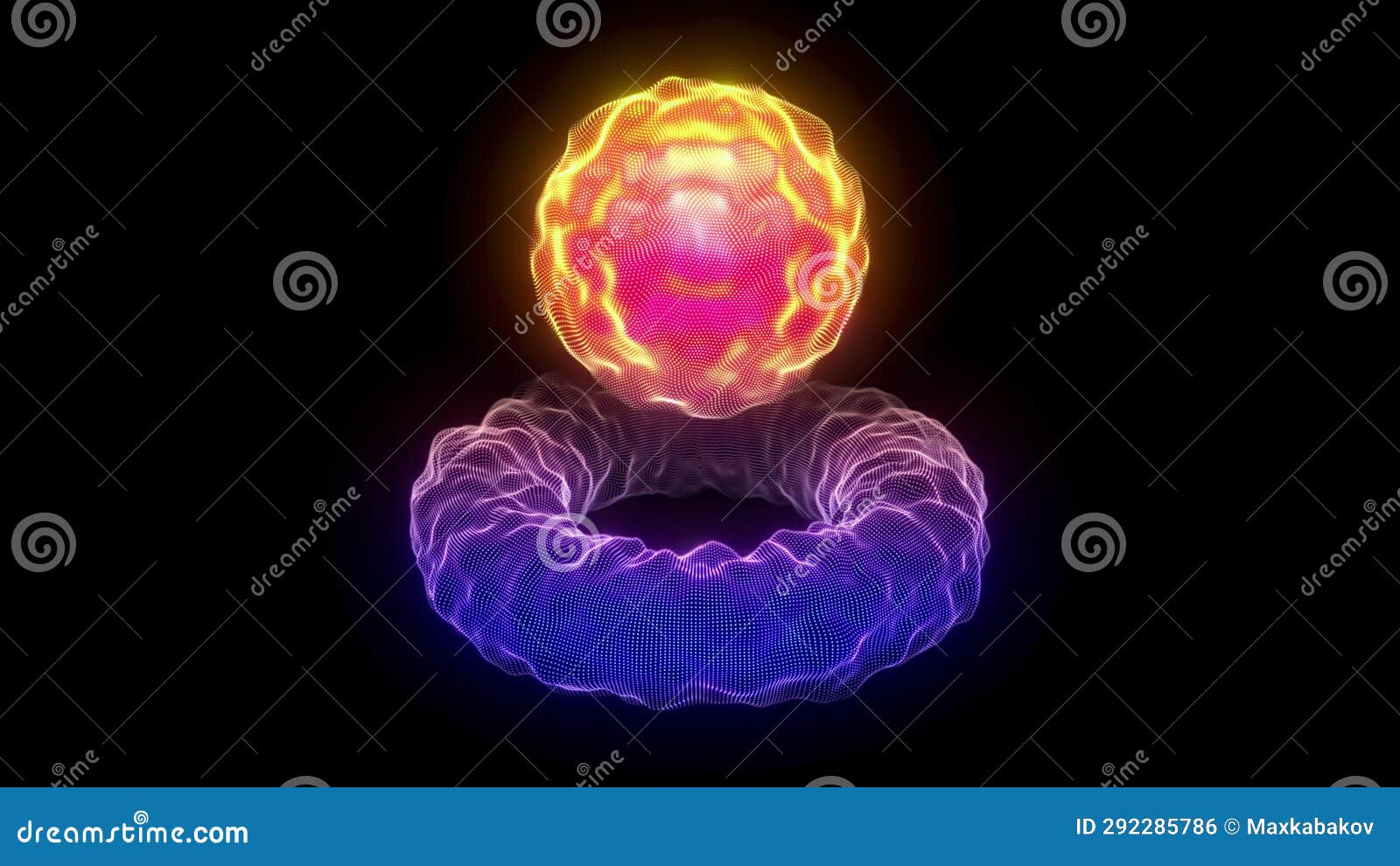 3D Rotating Neon Torus and Bright Glowing Sphere Stock Footage - Video ...
