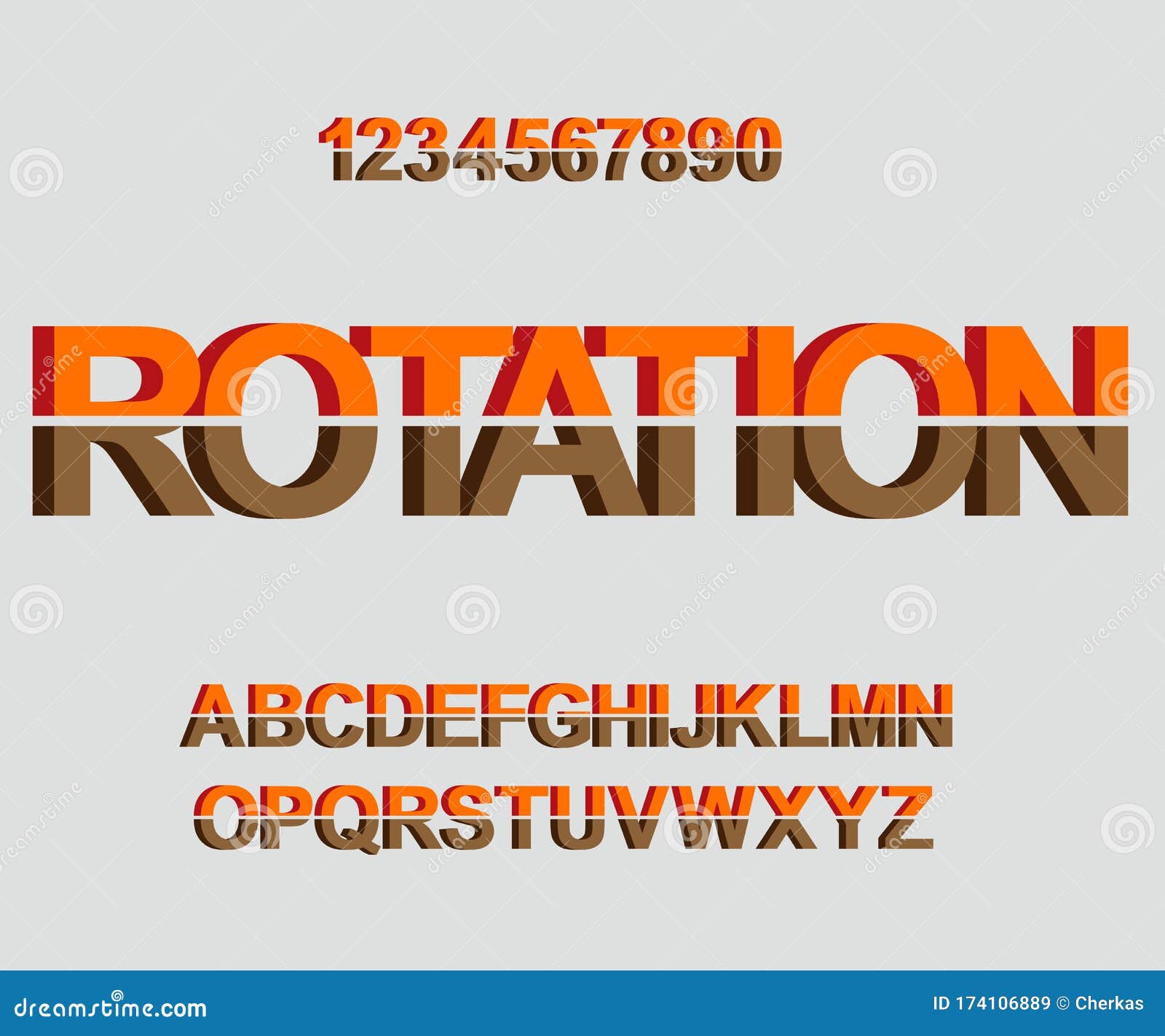 3D Rotation Font Design for Typography Stock Vector - Illustration of ...