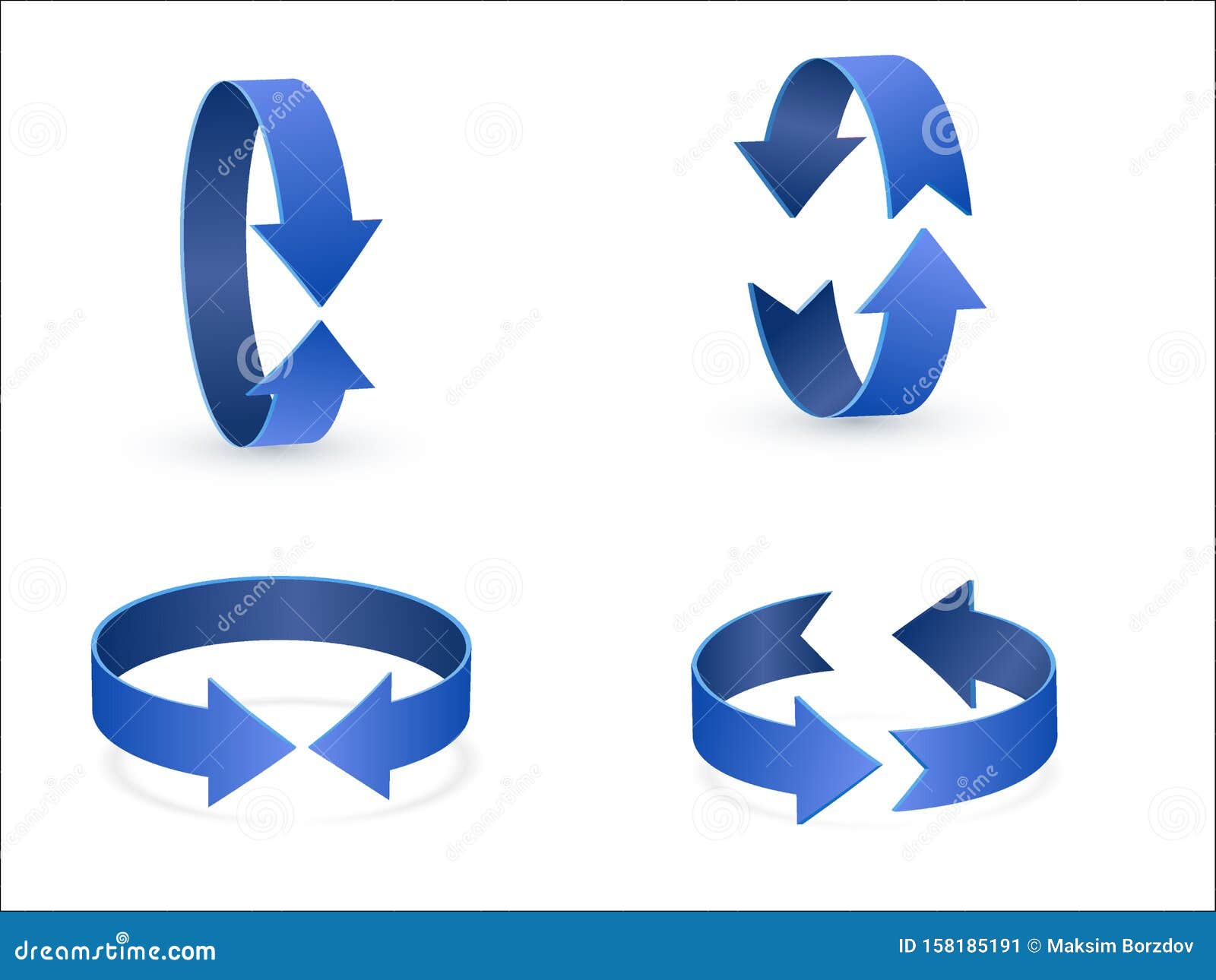 3D Rotation Sign Blue Icon 360 Rotation Arrows Stock Vector ...