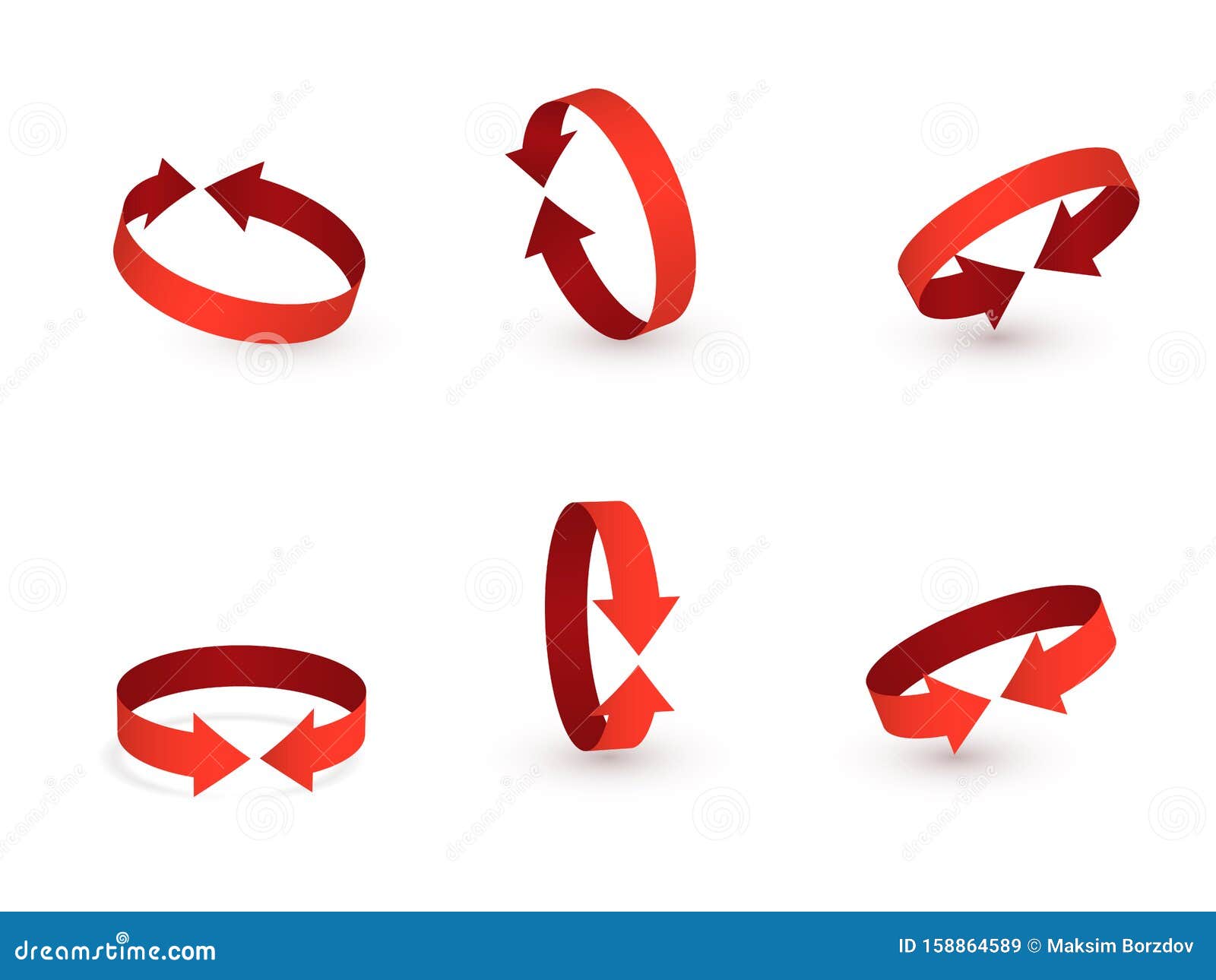 3D Rotation Sign Red Icon. 360 Rotation Arrows Sign Stock Vector ...