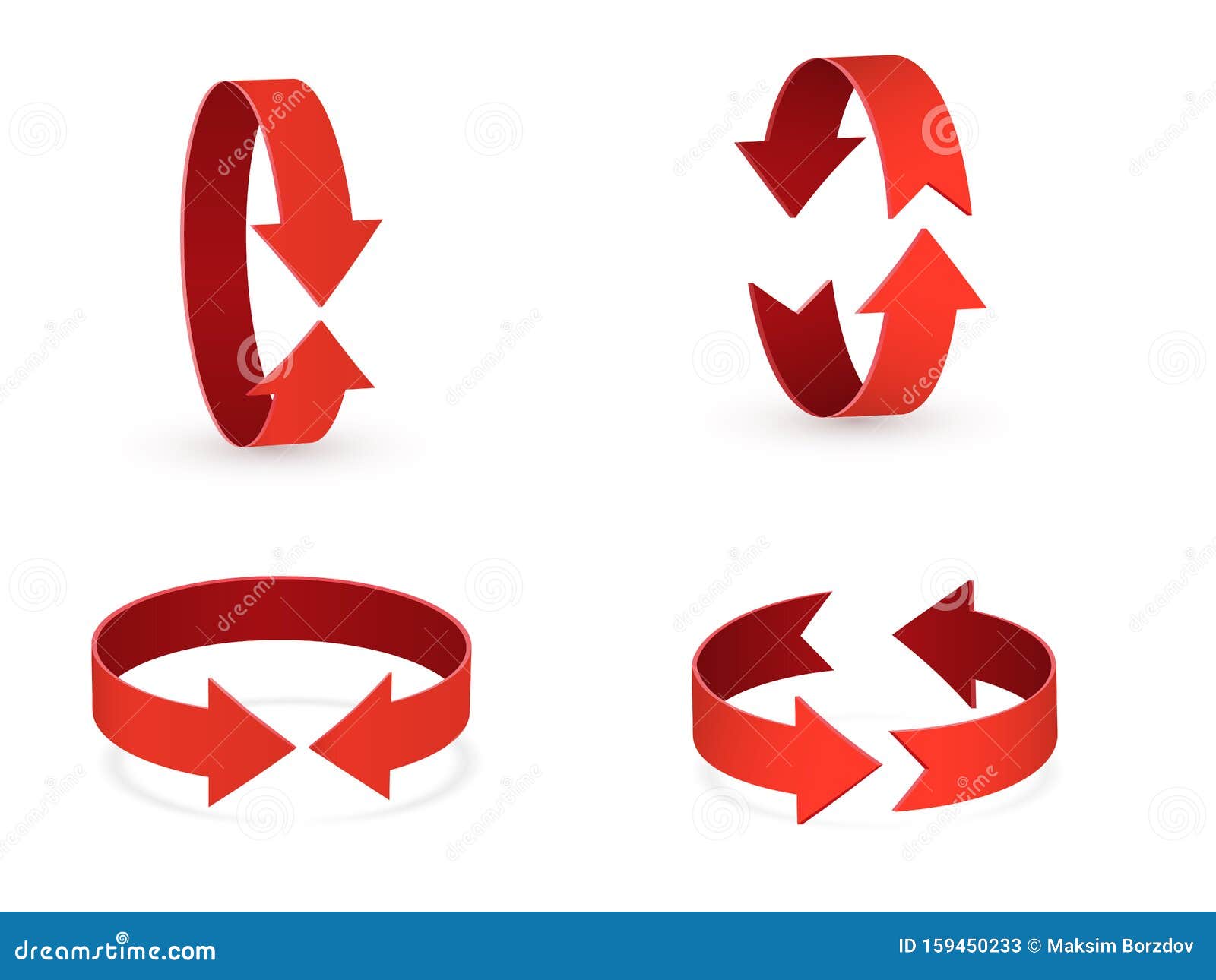 3D Rotation Sign Red Icon. 360 Rotation Arrows Sign Stock Vector ...