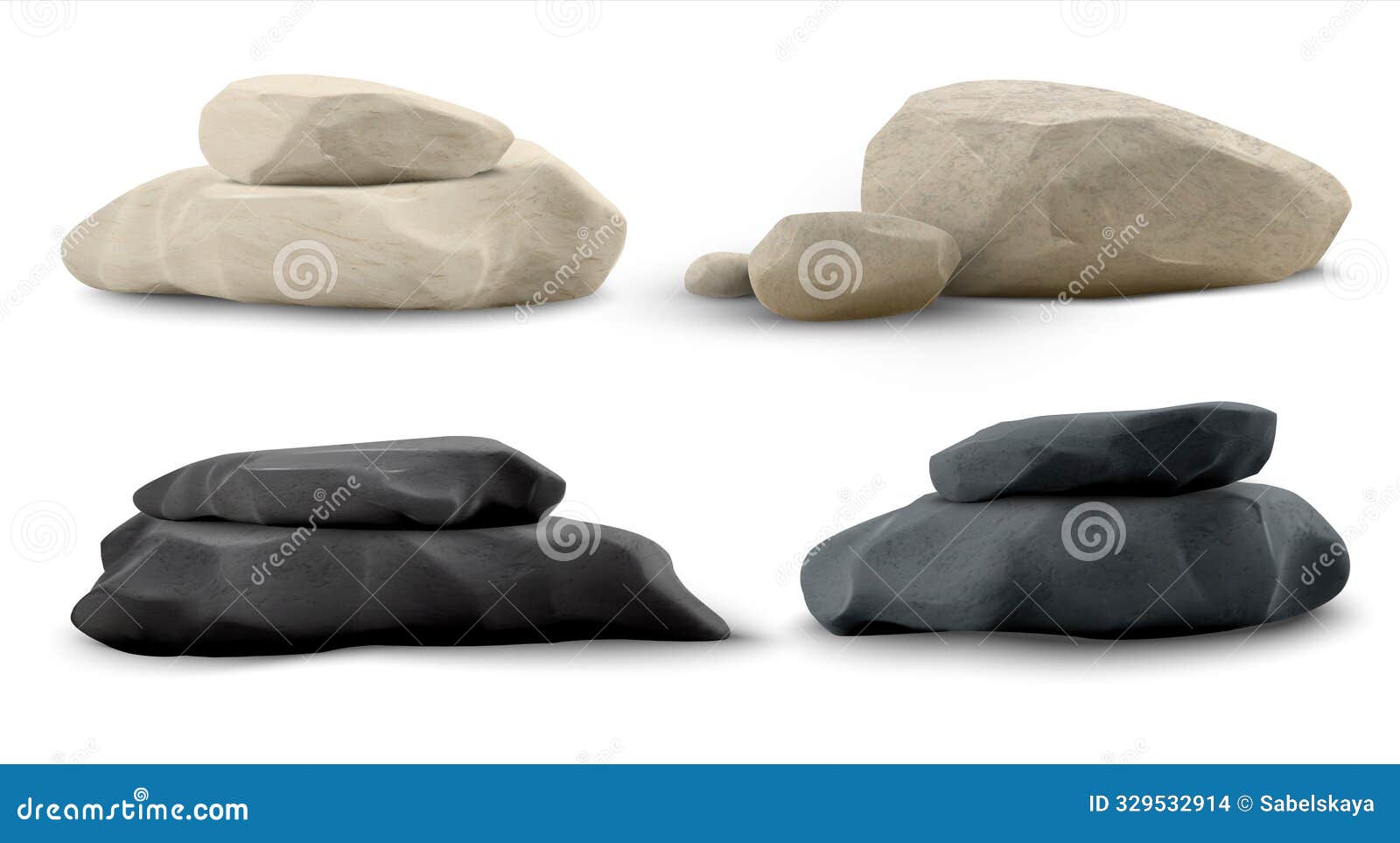 3D Stone Podium Vector Set, Granite Stack Stand for Product ...