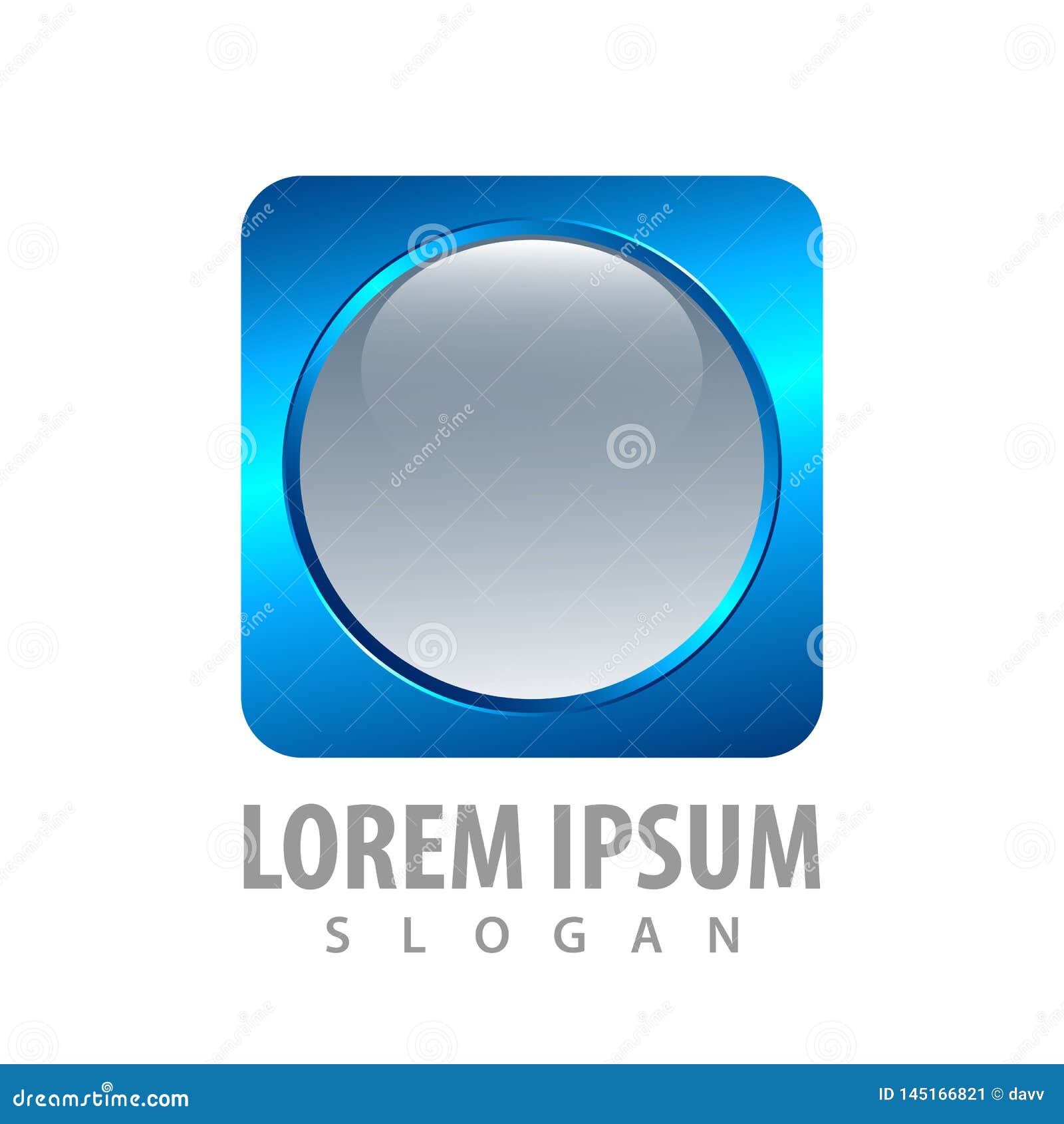 3d Round Blue Square Button Concept Design. Symbol Graphic Template ...