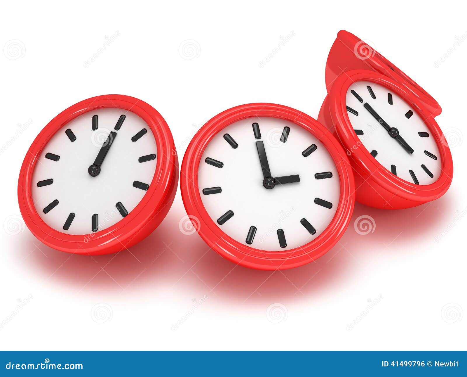3D Round Clocks Shows Different Time Stock Illustration - Illustration ...