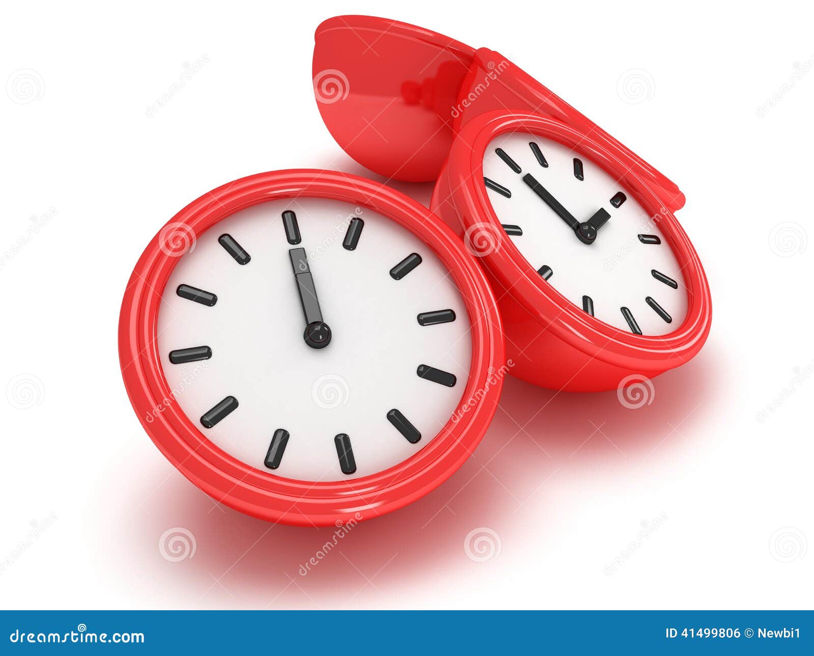 3D Round Clocks Shows Different Time Stock Illustration - Illustration ...