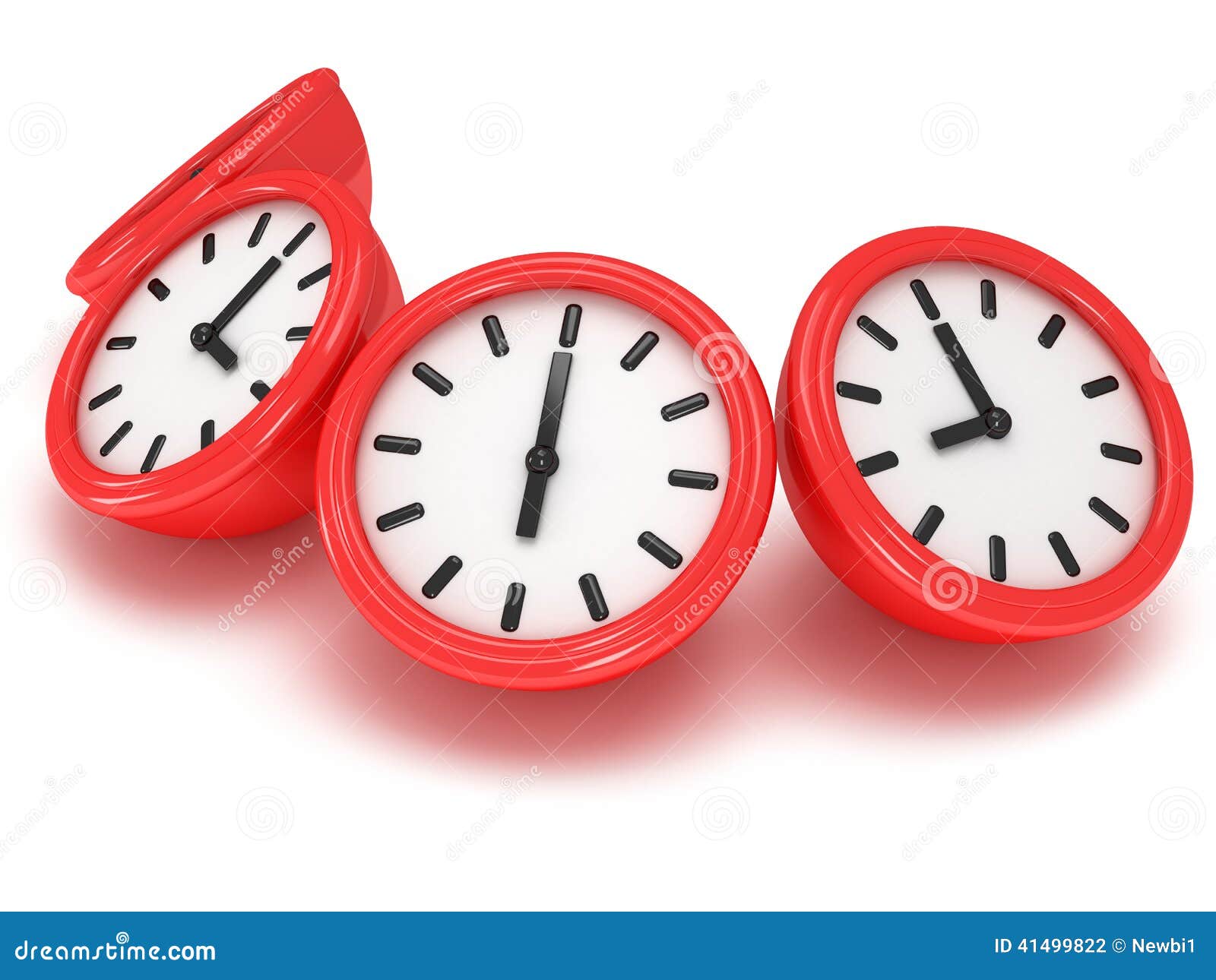 3D Round Clocks Shows Different Time Stock Illustration - Illustration ...