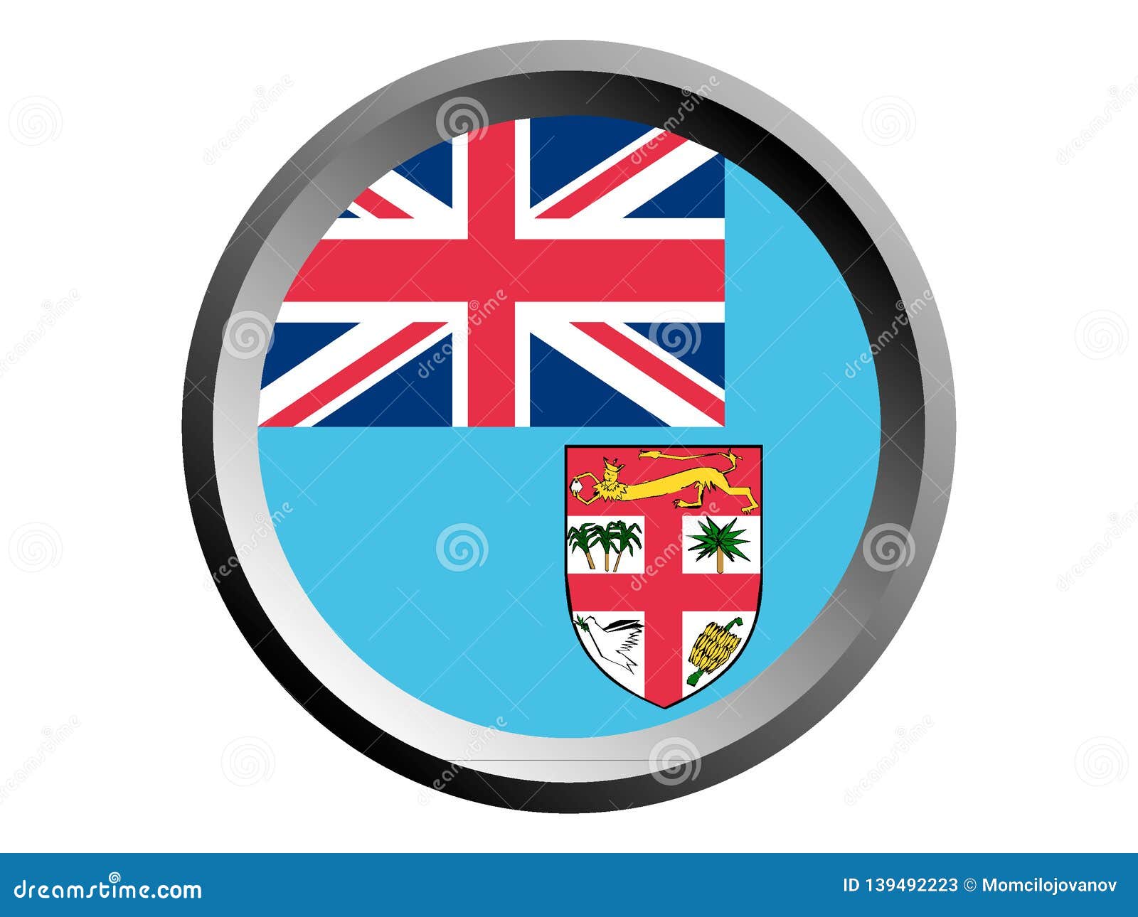 3D Round Flag of Fiji stock vector. Illustration of korea - 139492223