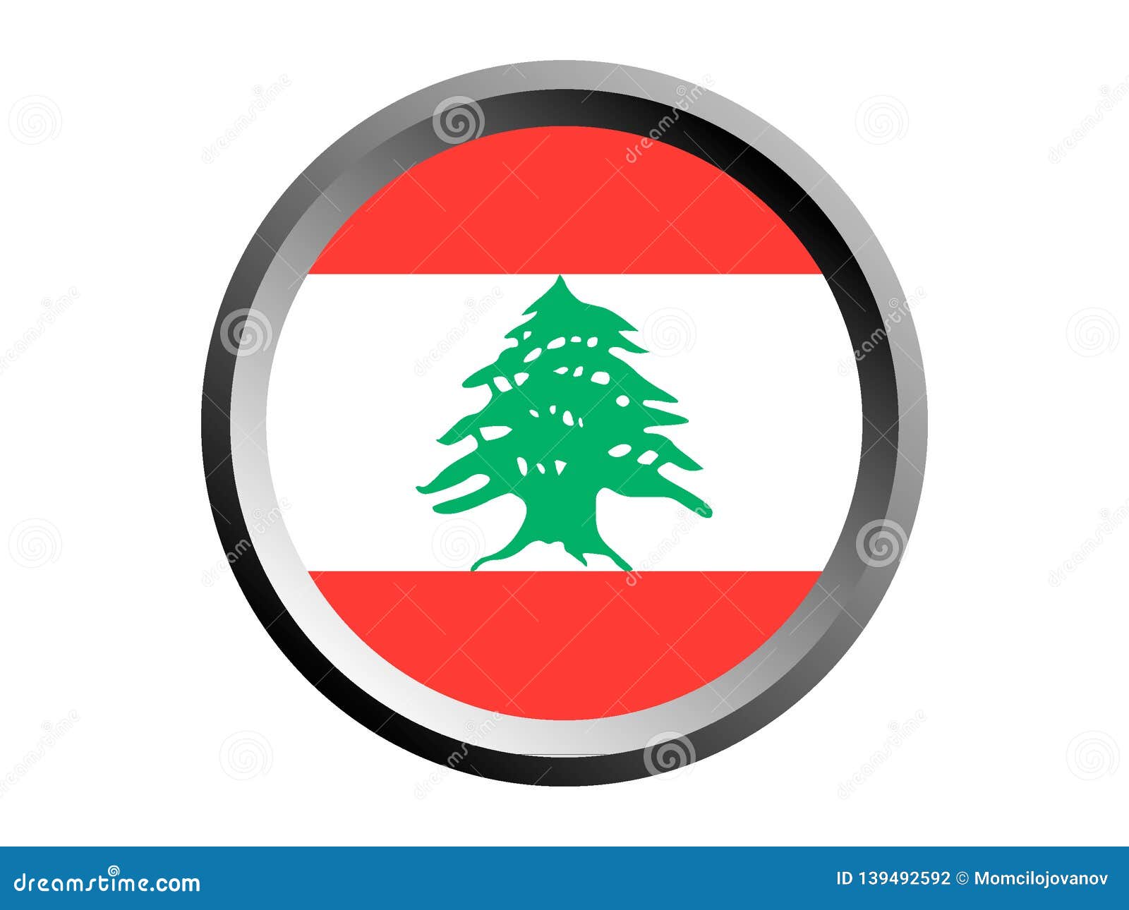 3D Round Flag of Lebanon stock vector. Illustration of spain - 139492592