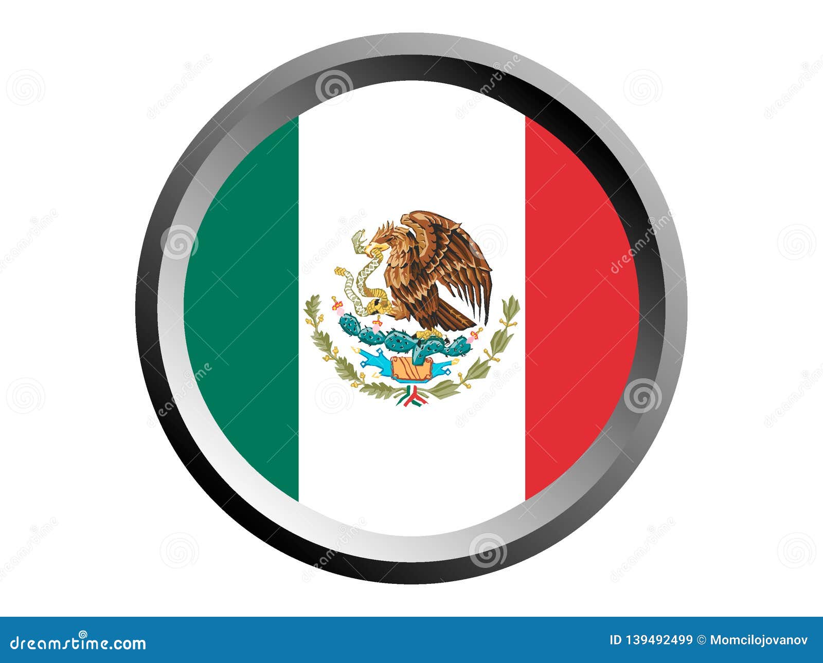 3D Round Flag Of Mexico Cartoon Vector | CartoonDealer.com #139492499