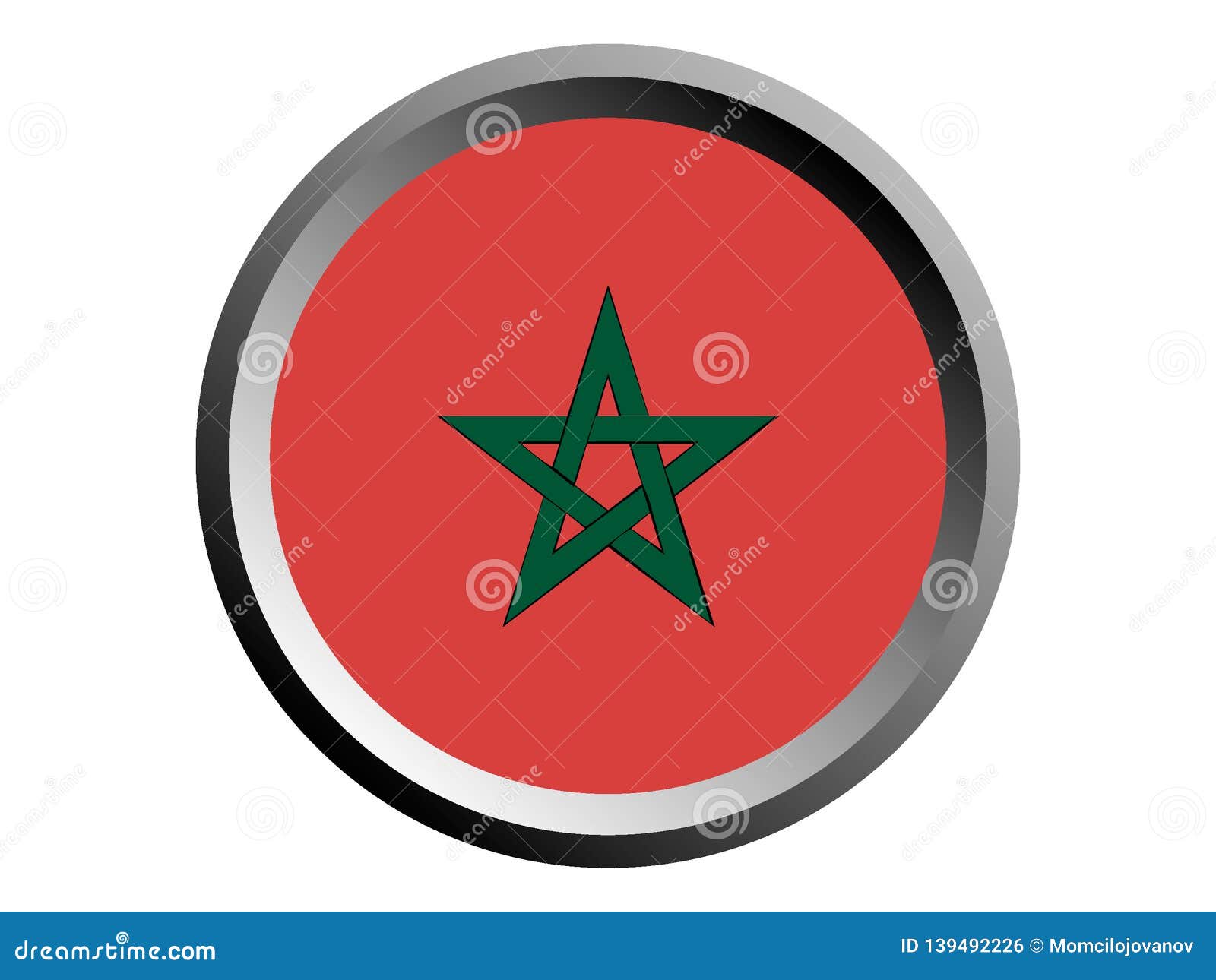 3D Round Flag of Morocco stock vector. Illustration of japan - 139492226