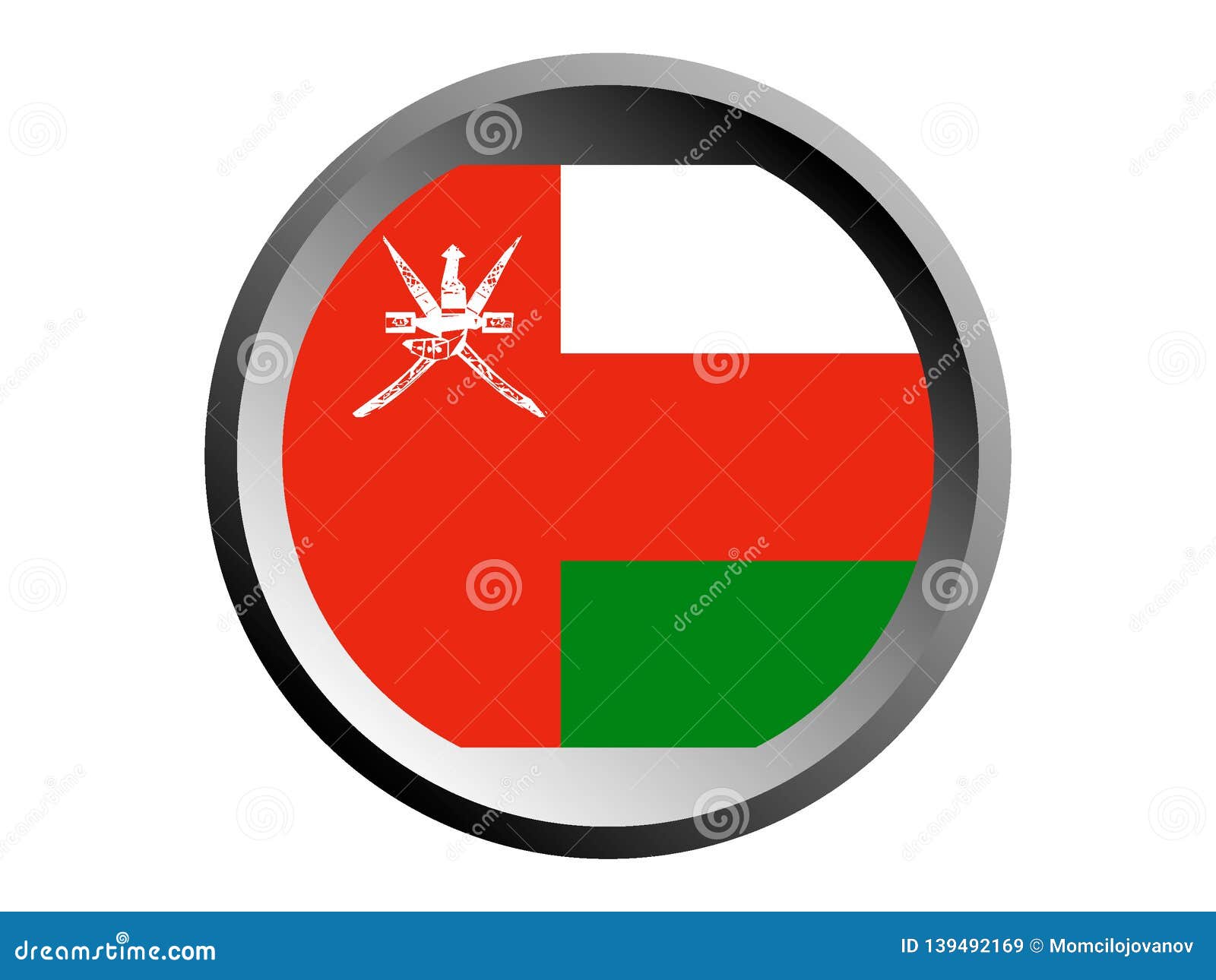 3D Round Flag of Oman stock vector. Illustration of round - 139492169