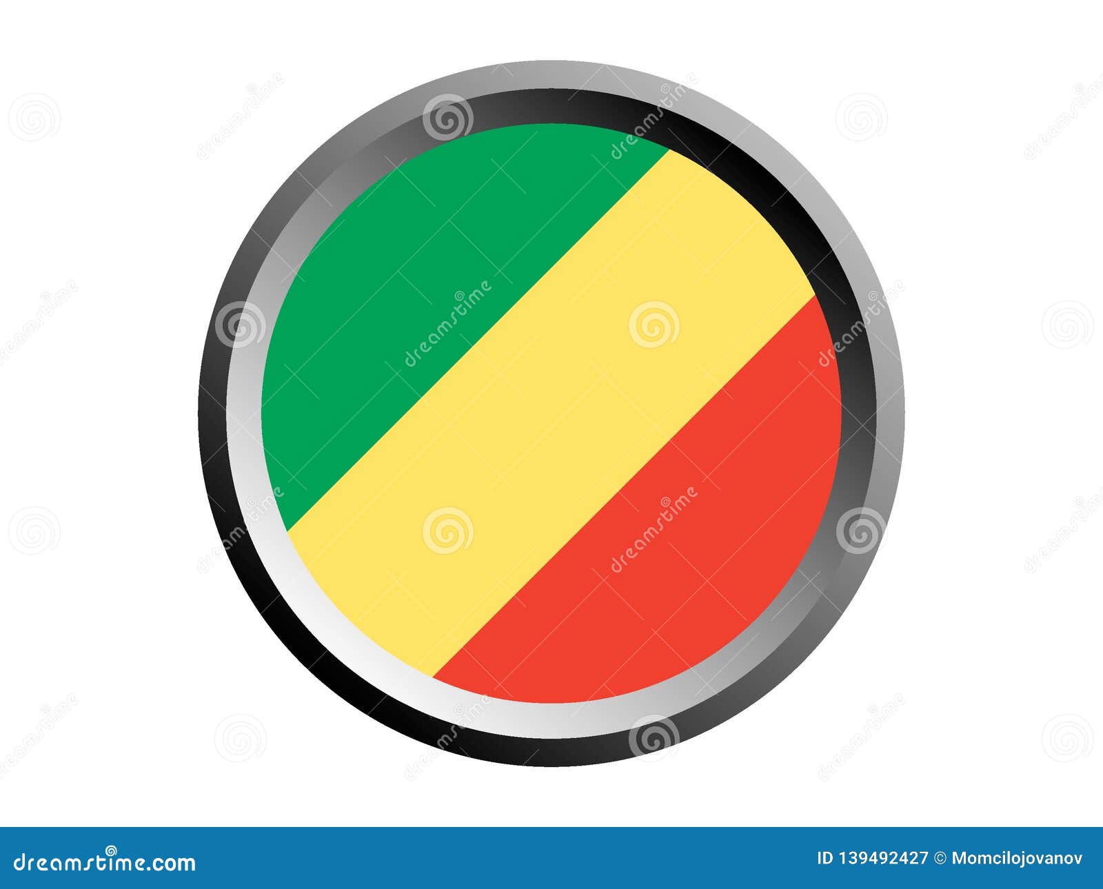 3D Round Flag of Republic of the Congo Stock Vector - Illustration of ...