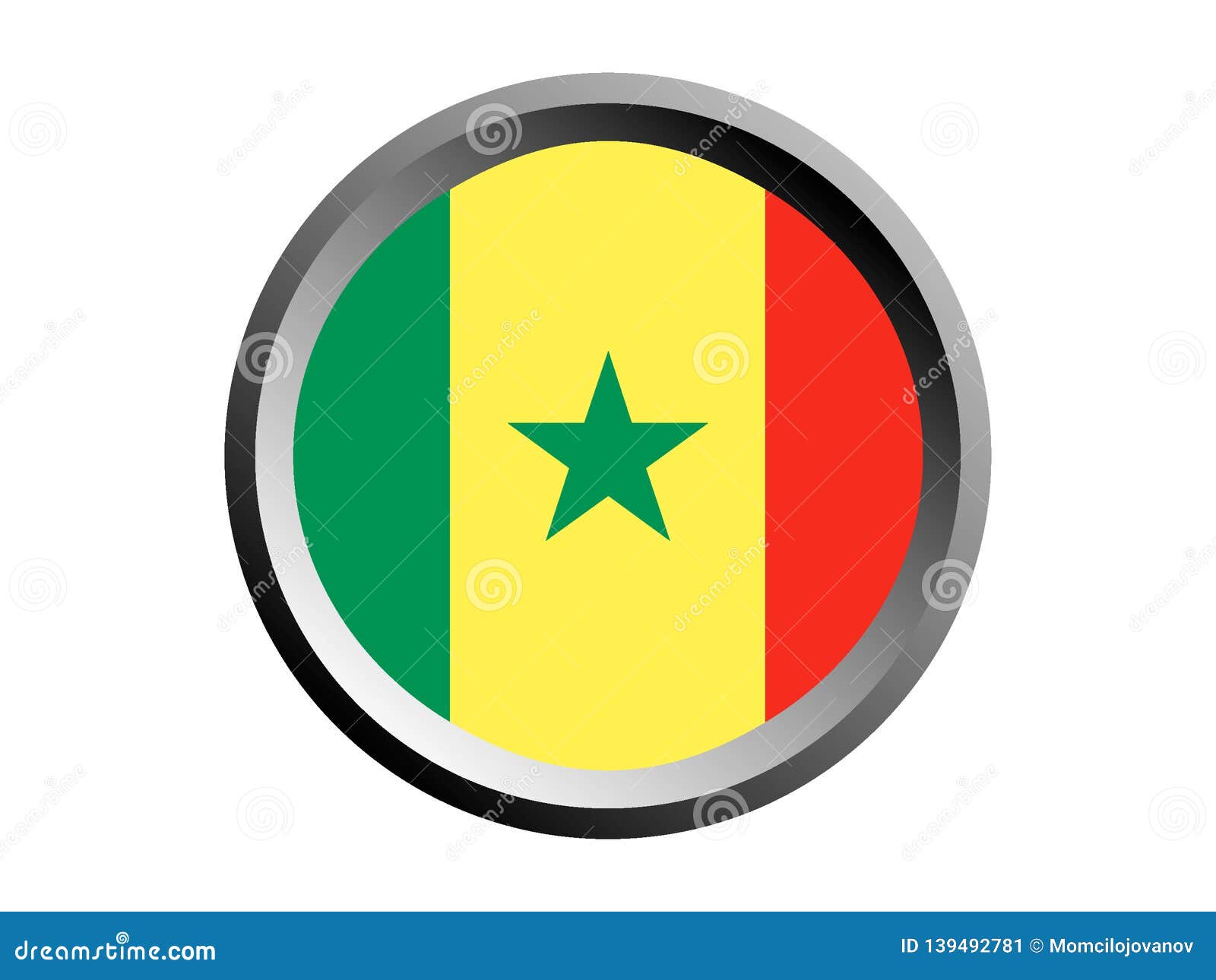 3D Round Flag of Senegal stock vector. Illustration of button - 139492781