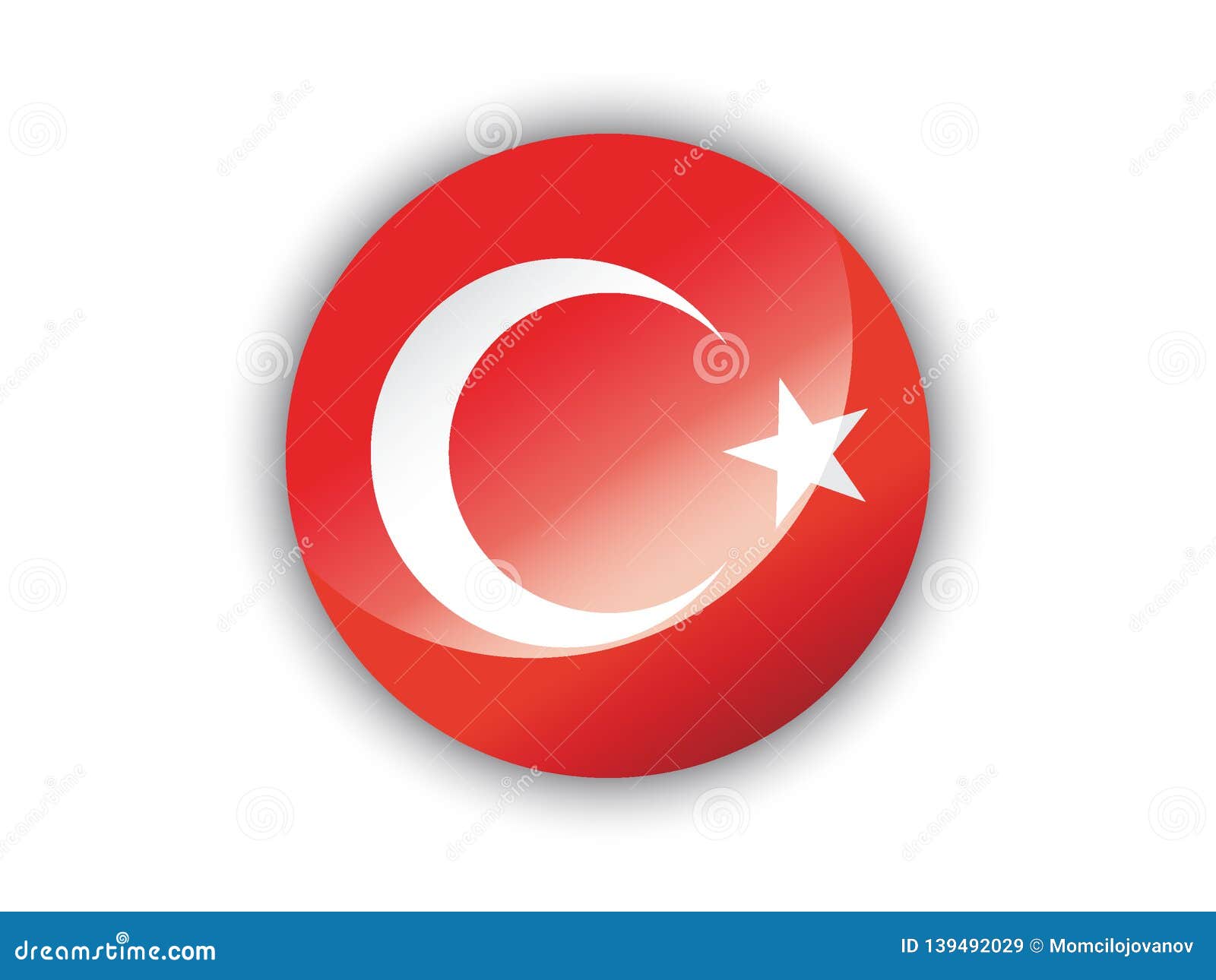 3D Round Flag of Turkey stock vector. Illustration of glow - 139492029