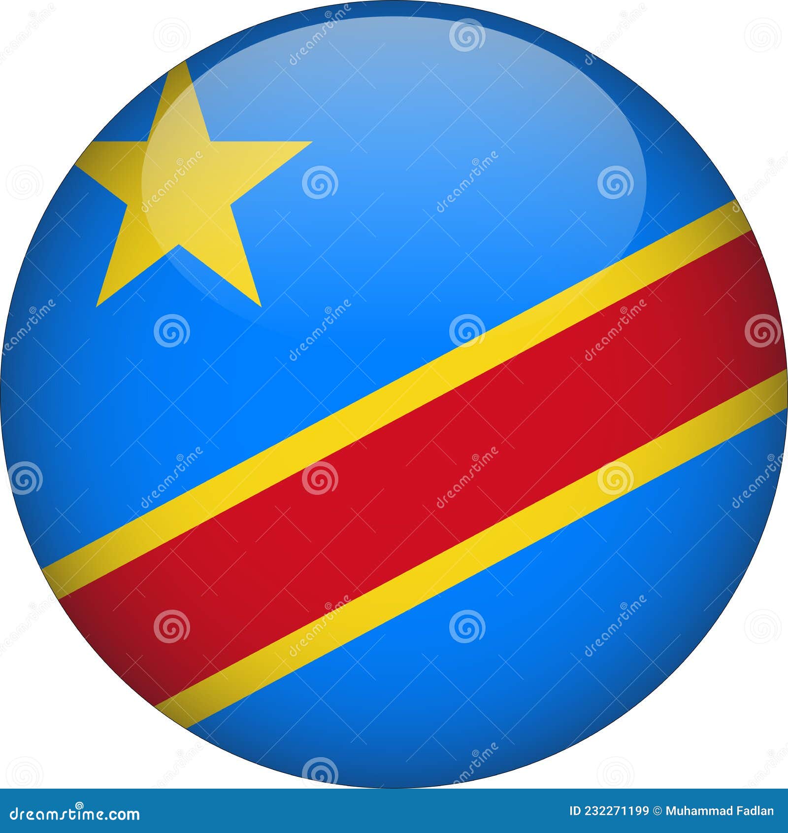 Democratic Republic of the Congo 3D Rounded Flag Vector Button Icon ...