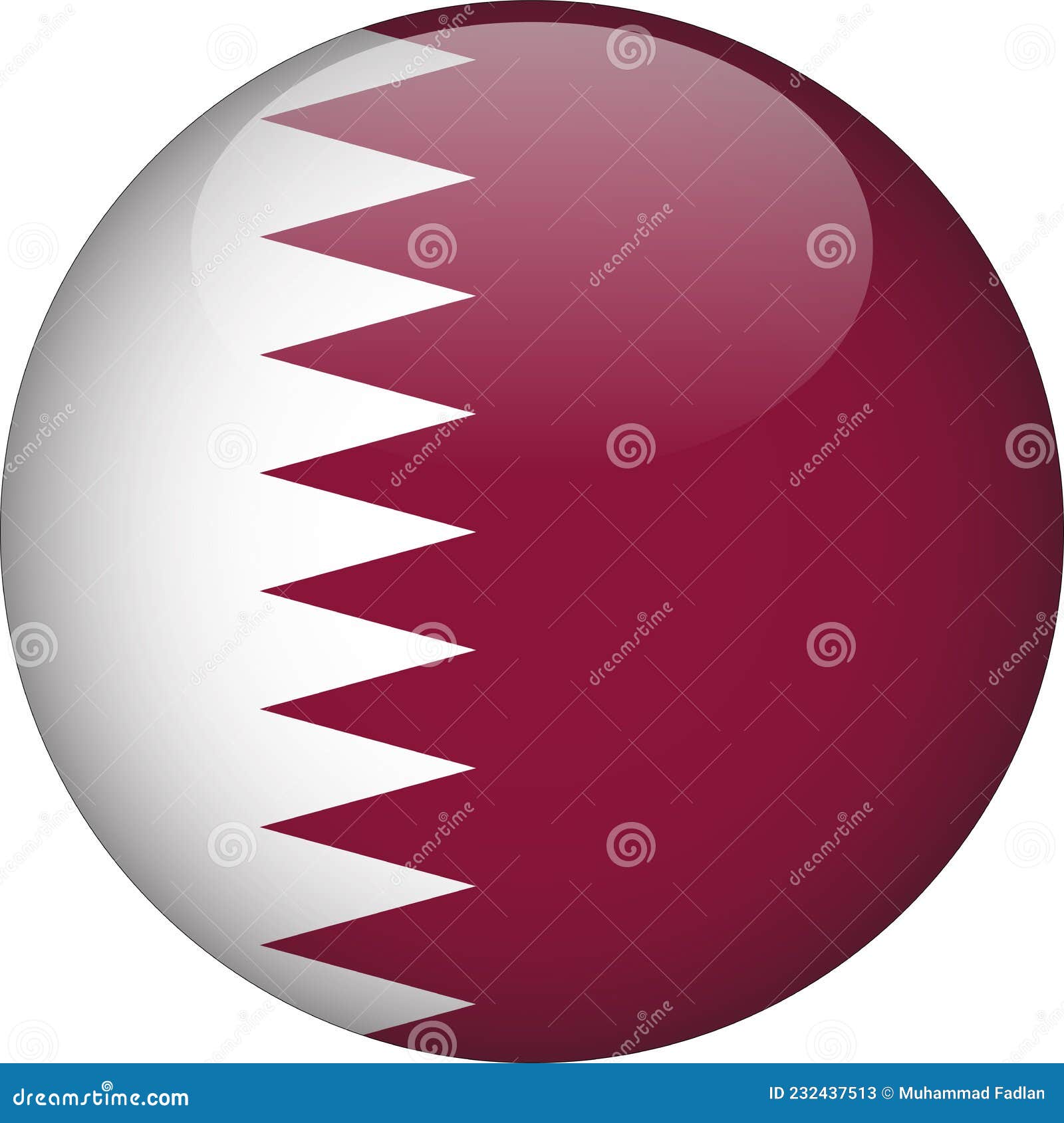 Qatar 3D Rounded Flag Vector Button Icon Stock Illustration ...