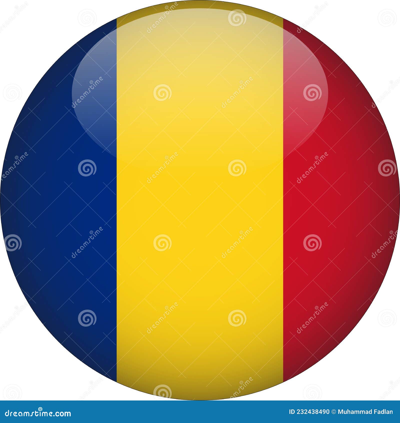 Romania 3D Rounded Flag Vector Button Icon Stock Illustration ...
