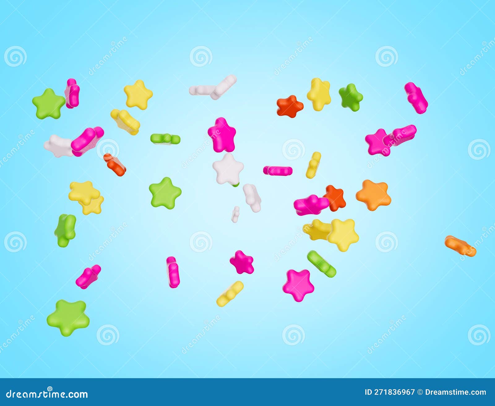 3d Rounded Star Candies, 3d Sugar Coated Rainbow Candies Falling on ...